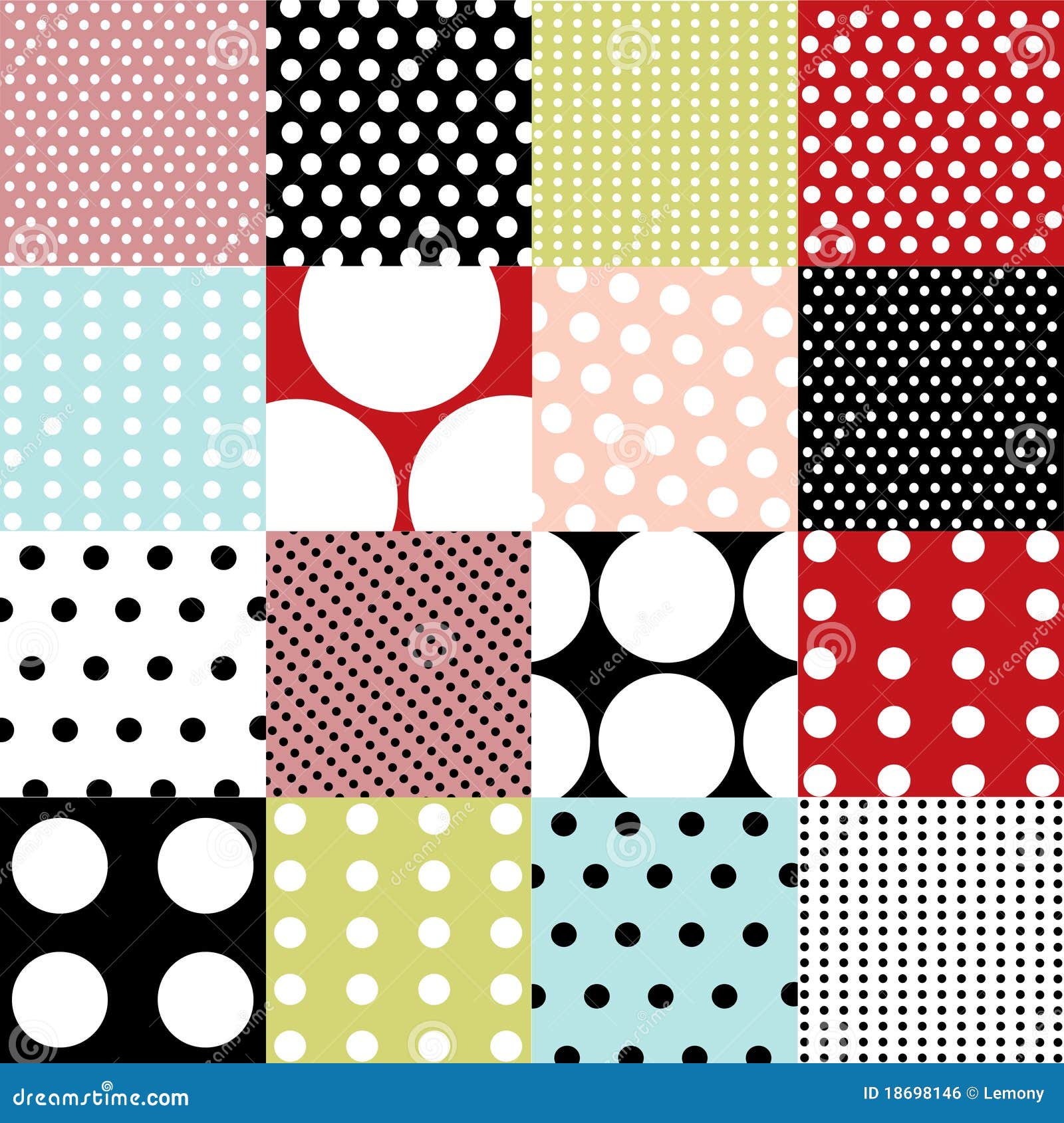 Seamless Patterns, Polka Dot Set Stock Vector - Illustration of decor ...