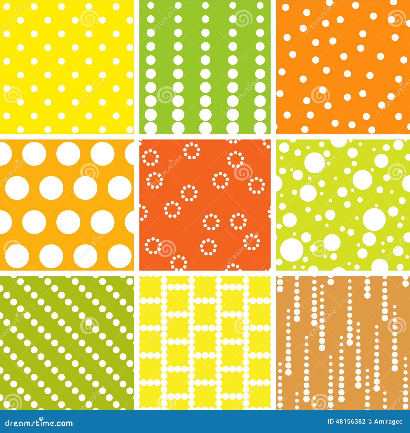 Seamless Patterns, Polka Dots Set Stock Vector - Illustration of fabric ...