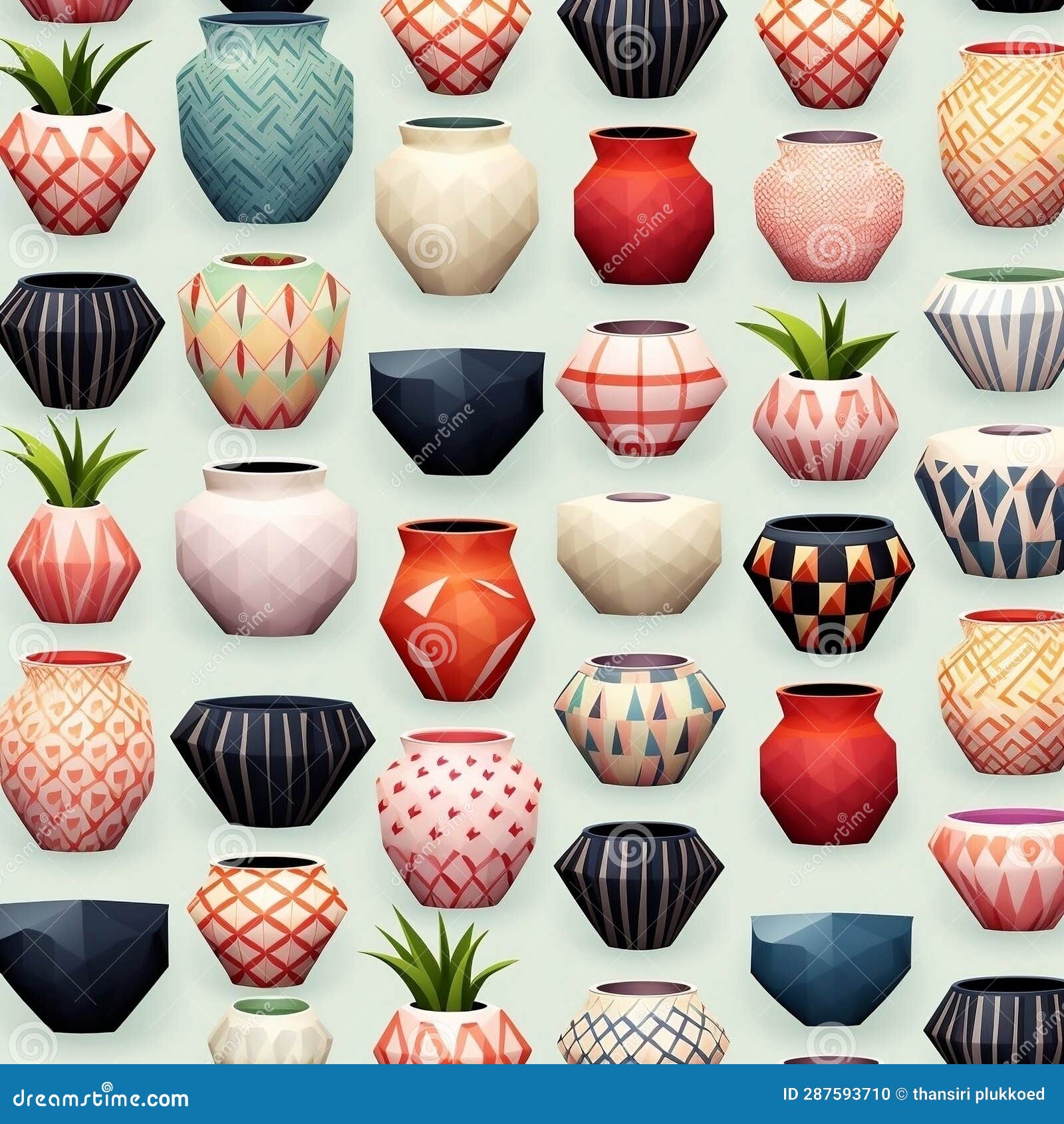 Seamless patterns with pot stock illustration. Illustration of plattern ...