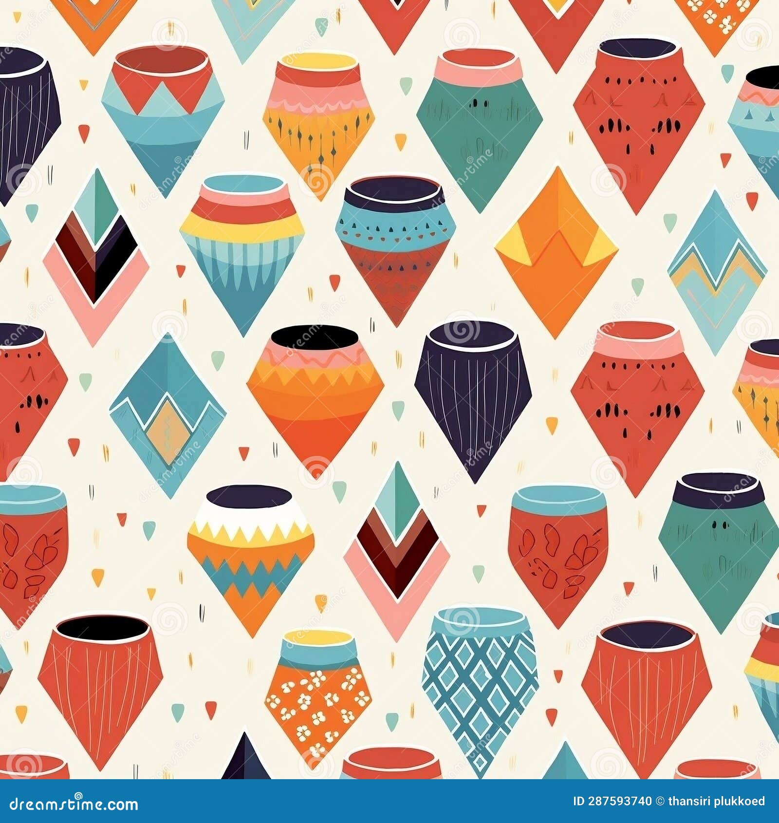 Seamless patterns with pot stock illustration. Illustration of seamless ...
