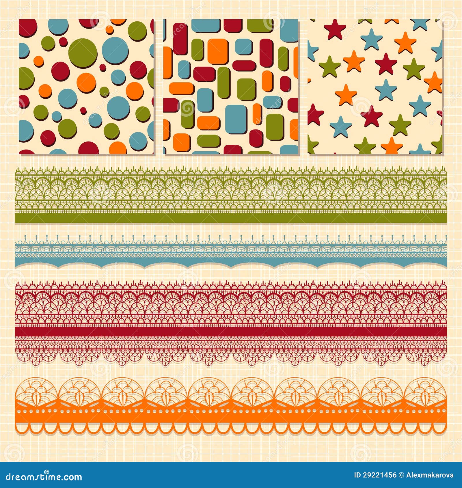 Seamless Patterns And Ribbons Vector Illustration | CartoonDealer.com ...