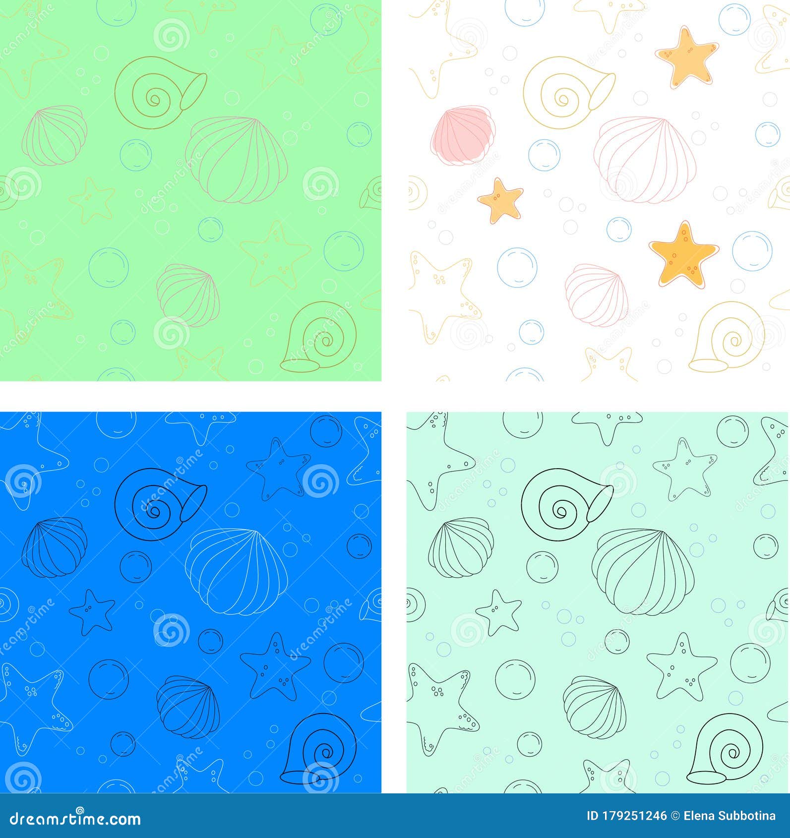 Seamless Patterns of Sea Creatures Stock Vector - Illustration of ...