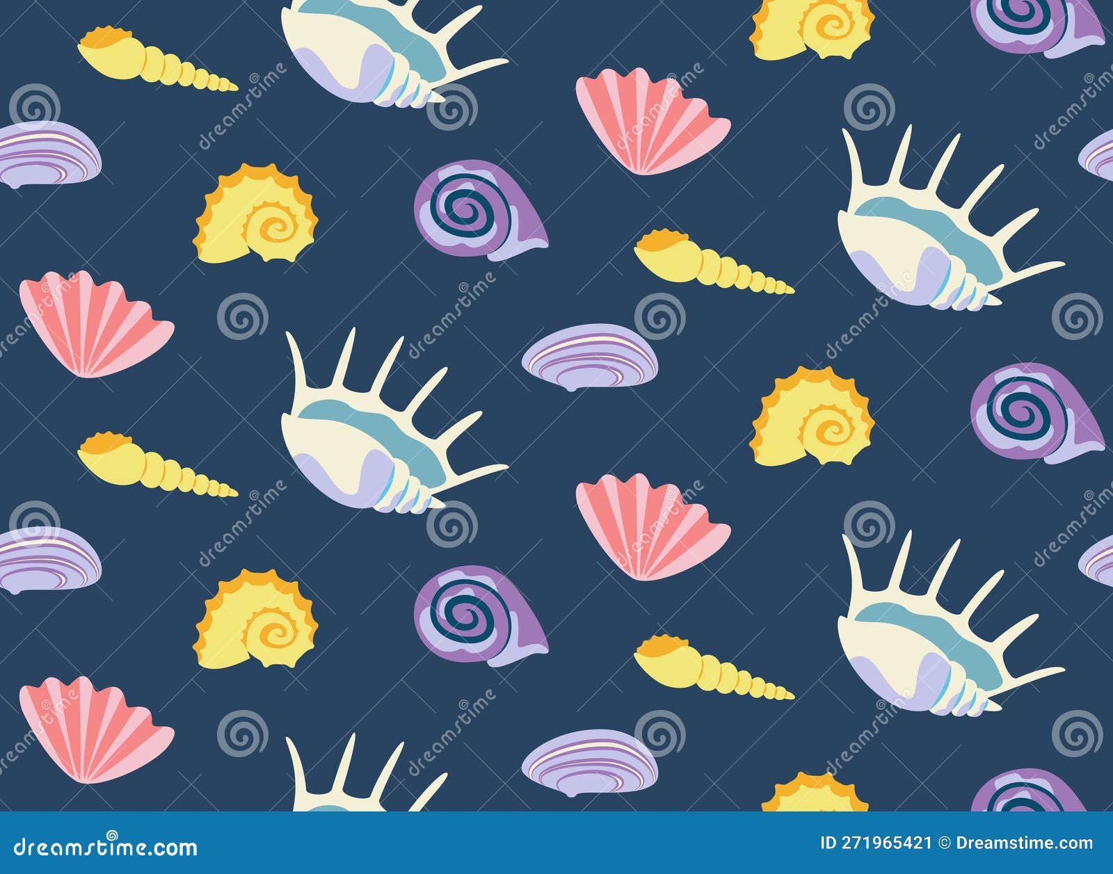 Seamless Patterns with Seashells. Stock Vector - Illustration of ...