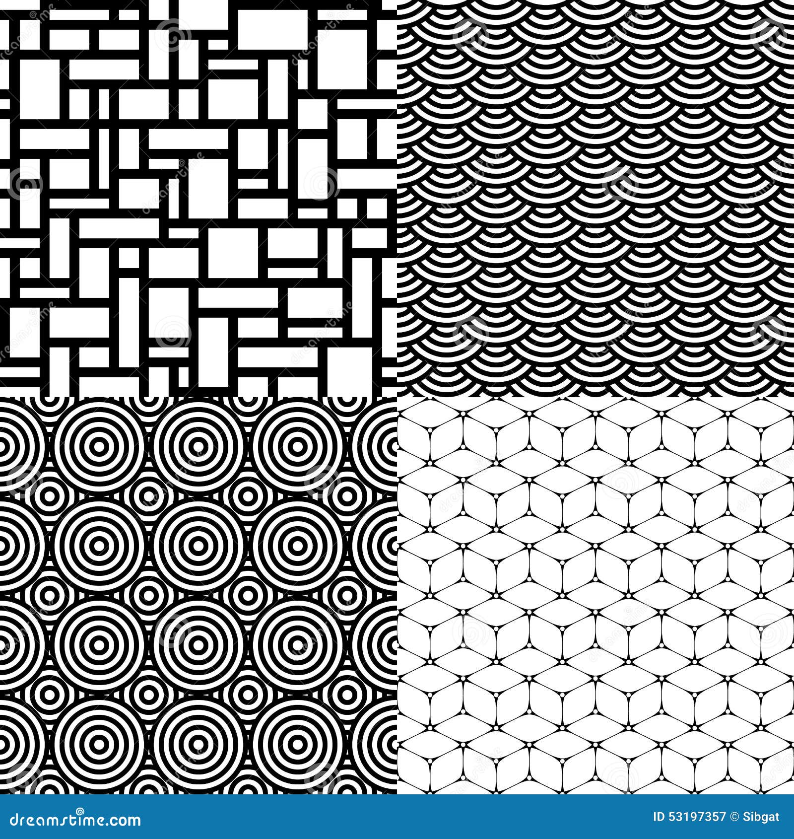 Seamless Patterns. Set 1. Abstract Geometric Stock Vector - Illustration of endless, scale: 53197357