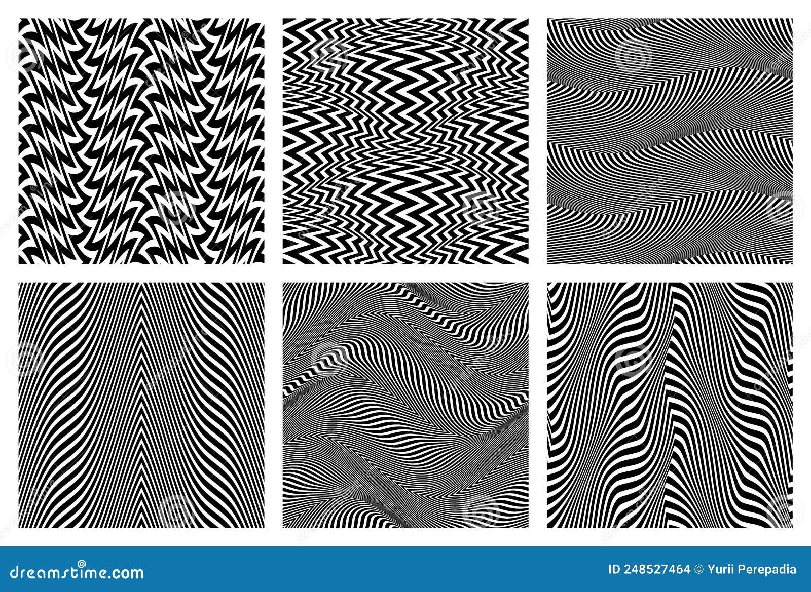Vibrating Seamless Patterns Set. Optical Art Black And White Fabric ...
