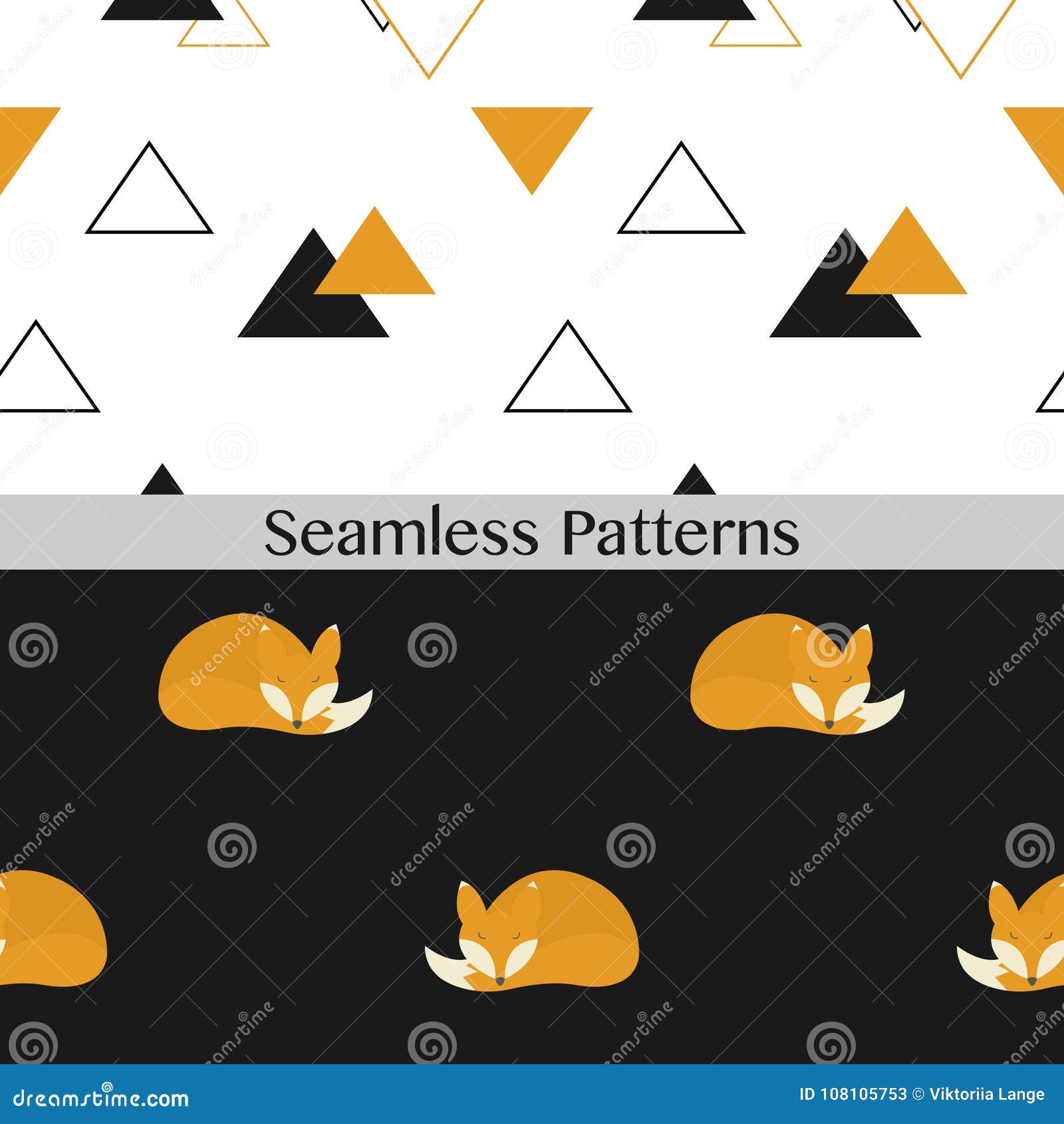 Seamless Patterns Set with Cute Foxes. Stock Vector - Illustration of cover, muzzle: 108105753