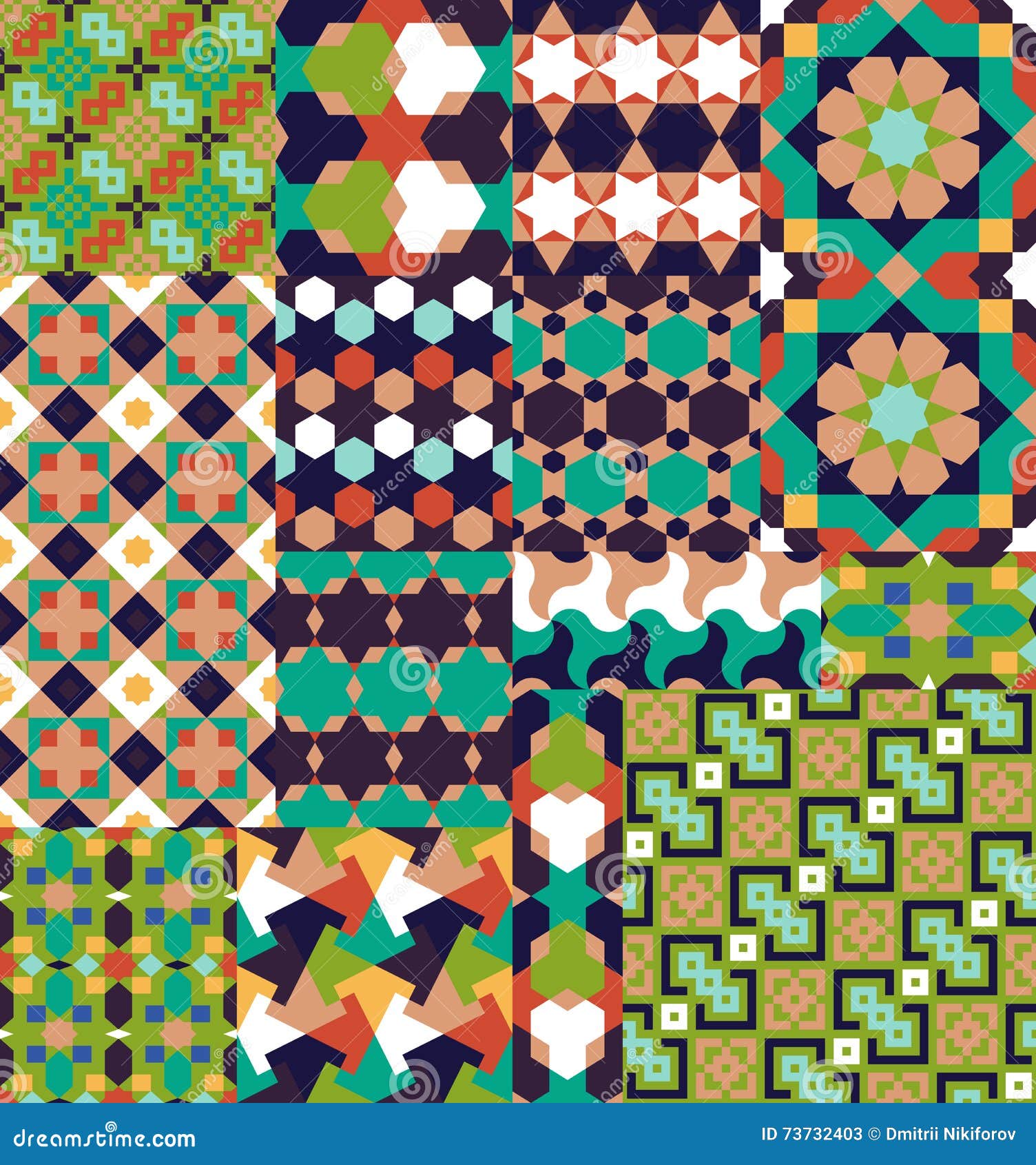 Seamless Patterns Set in Moroccan Style Stock Vector - Illustration of ...