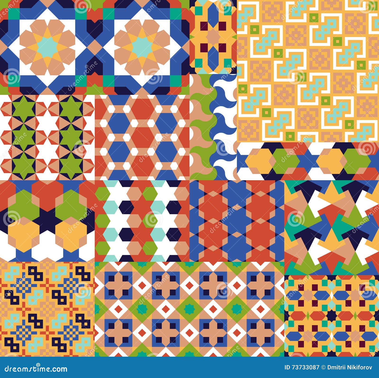 Seamless Patterns Set in Moroccan Style Stock Vector - Illustration of ...