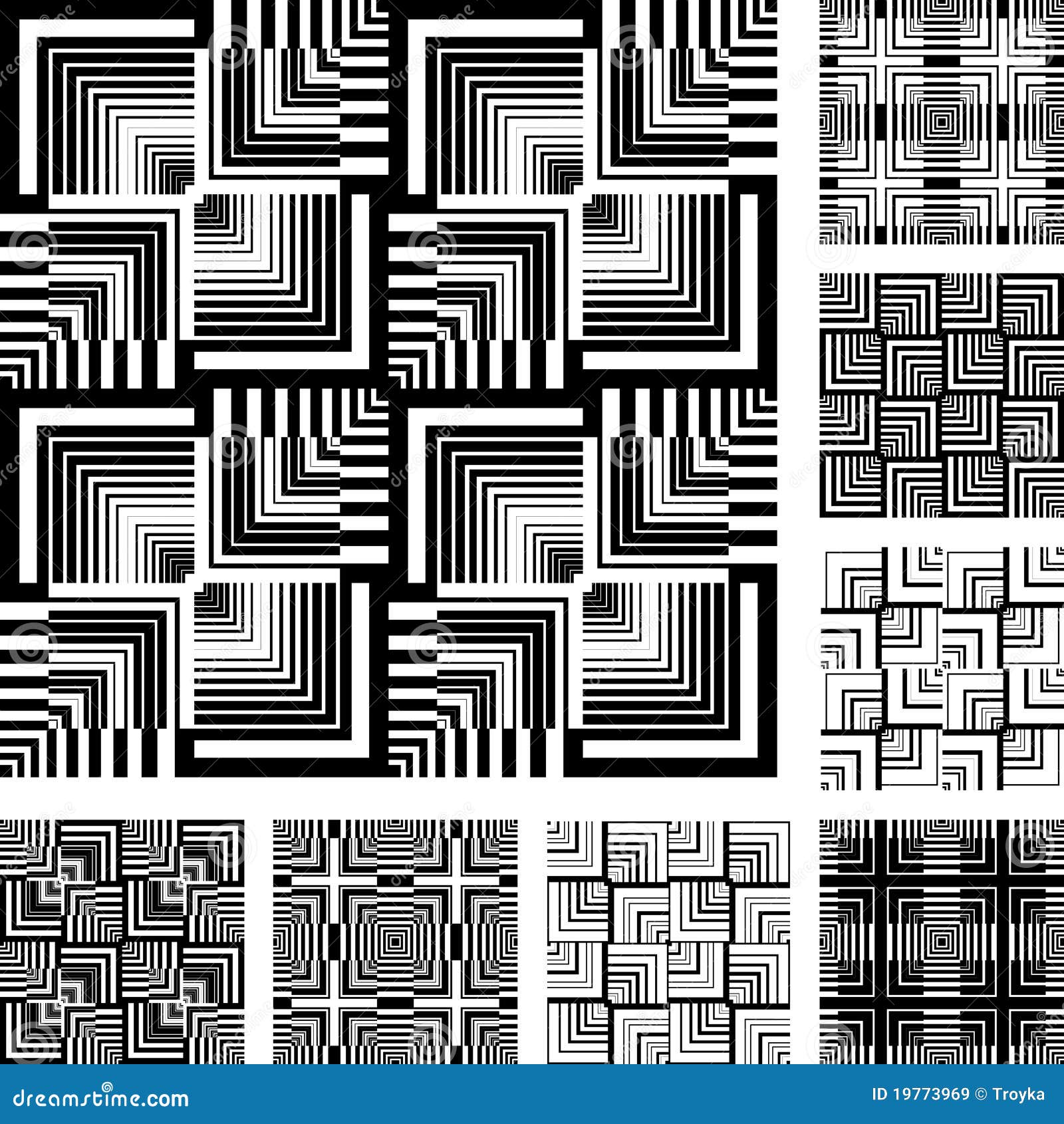 Seamless Patterns Set in Op Art Design. Stock Vector - Illustration of ...