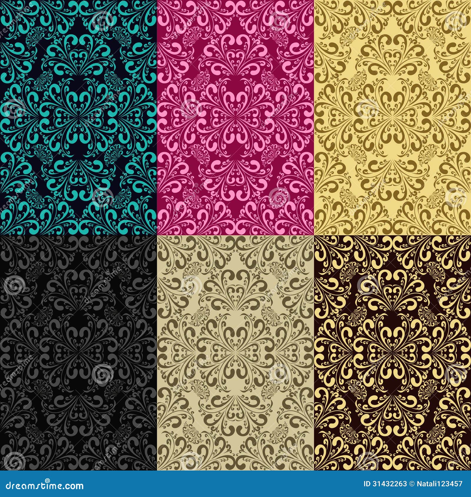 Seamless Patterns - Set of Six Colors Stock Vector - Illustration of ...