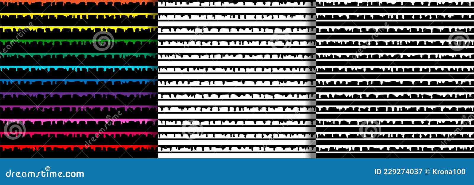 Stripes with Paint Drops Seamless Patterns Set Stock Vector ...
