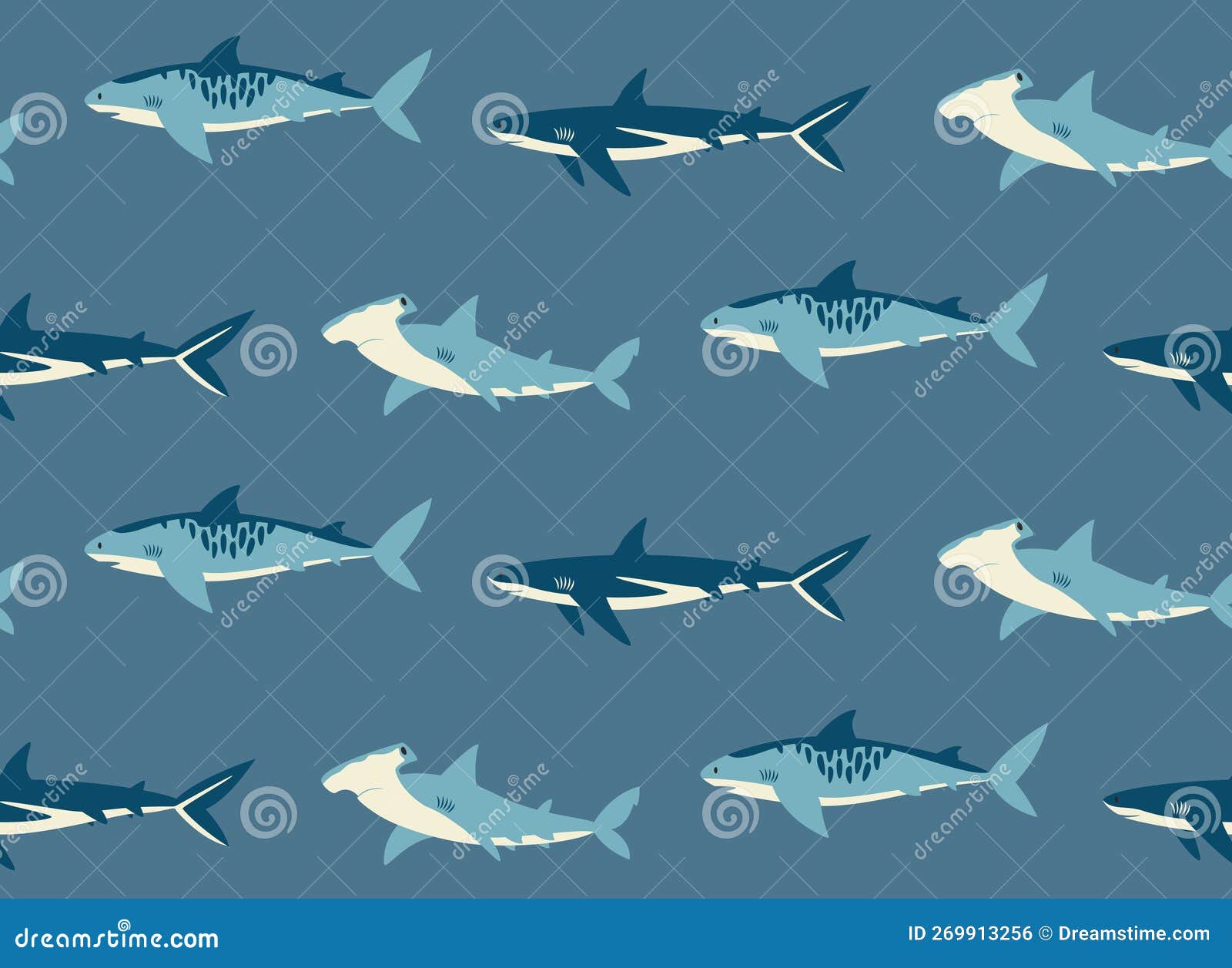 Seamless Patterns with Sharks. Stock Vector - Illustration of decor ...