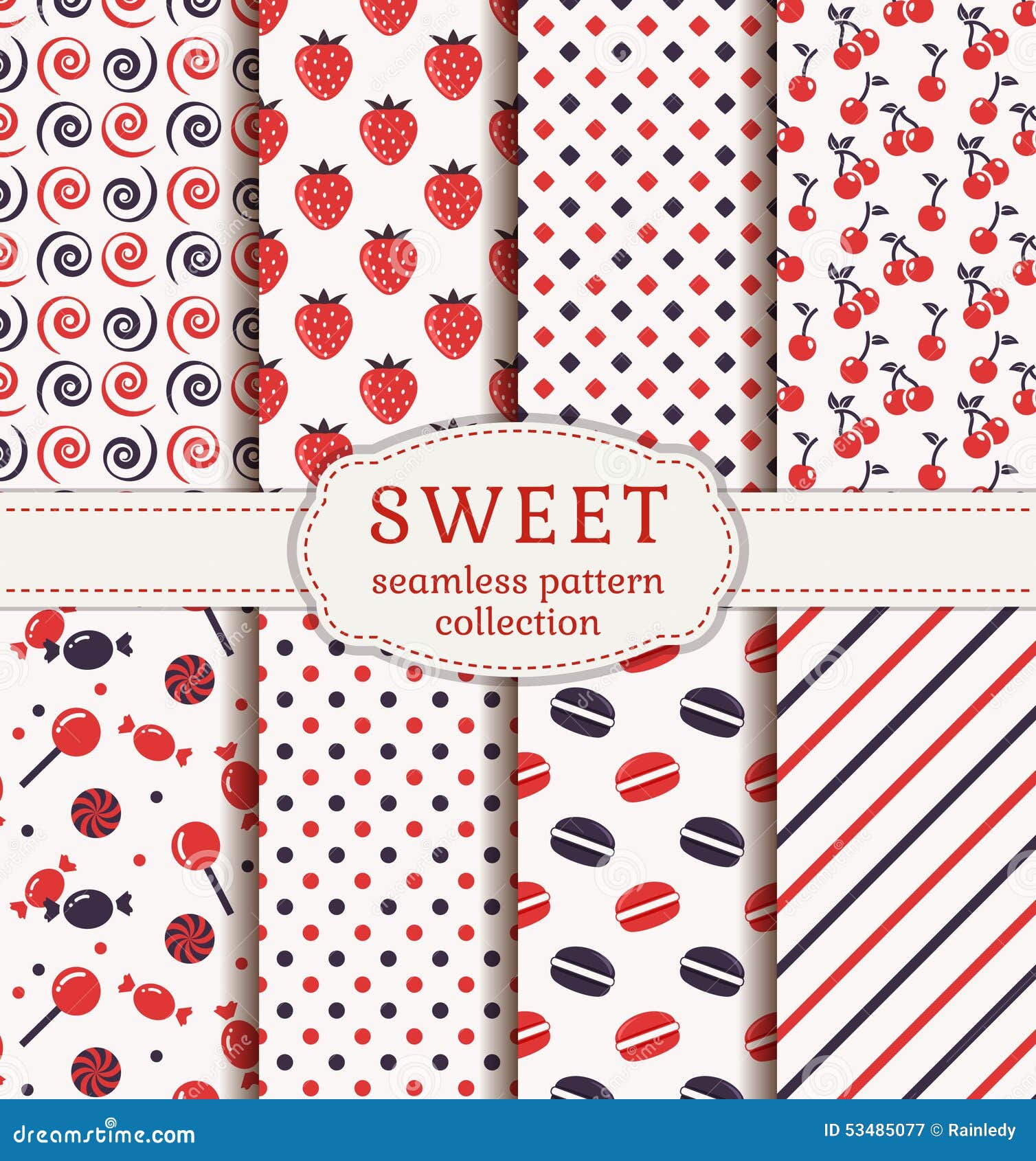 Seamless Patterns with Sweets. Vector Set. Stock Vector - Illustration ...