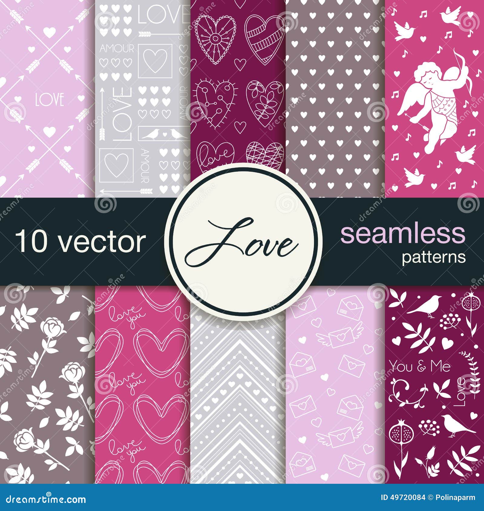 10 Seamless Patterns. the Theme of Romance. Patterns for Valentine S ...