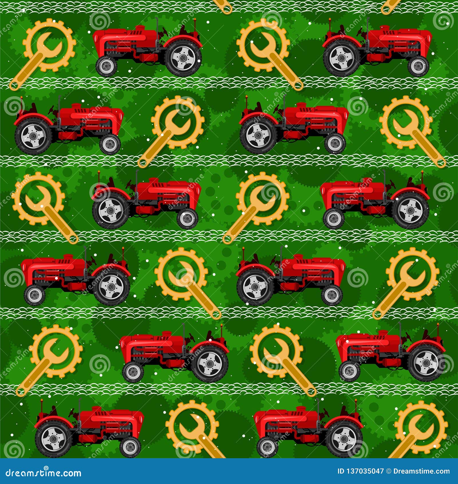 Seamless Patterns with Tractors. Stock Illustration - Illustration of ...