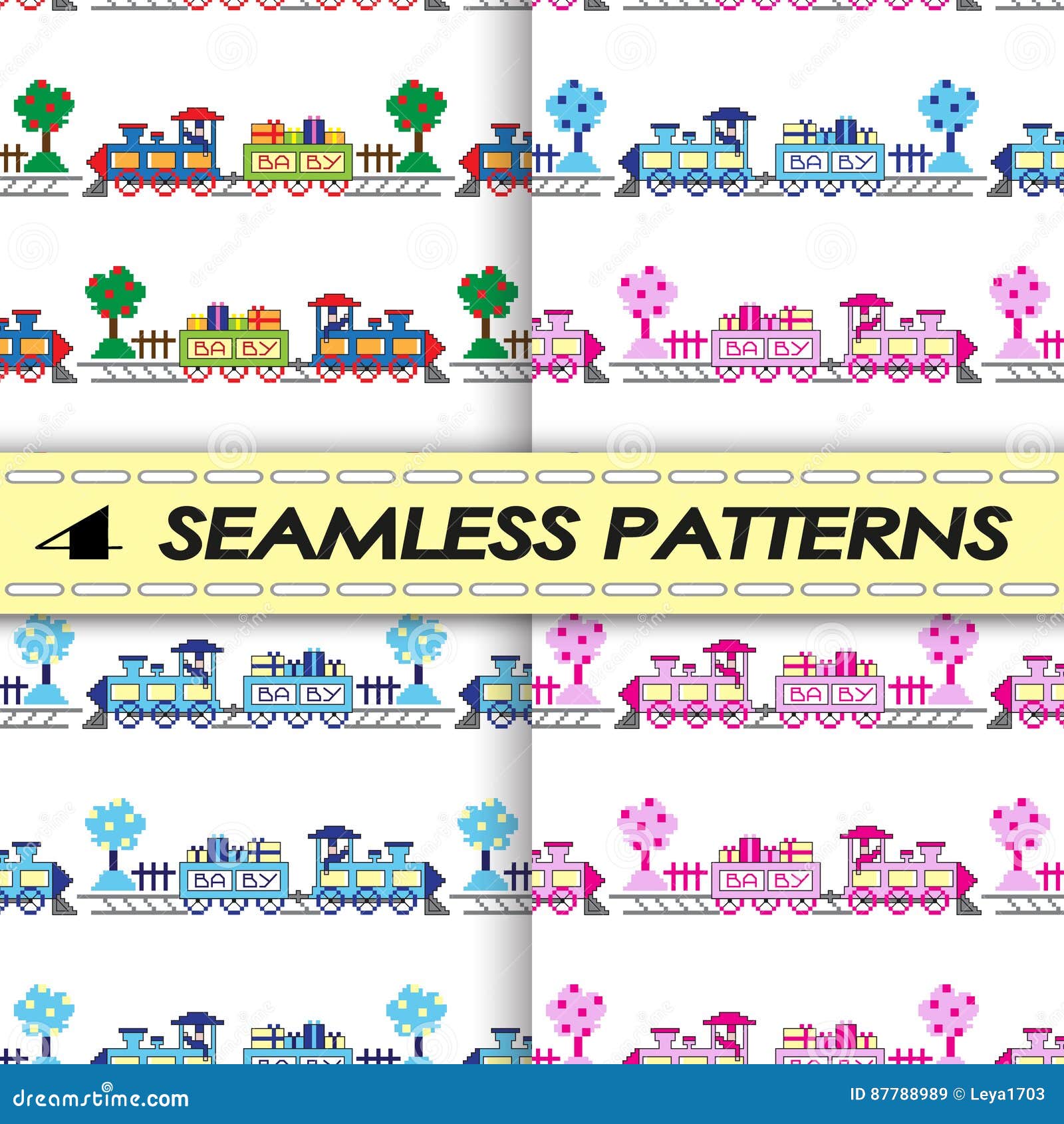 Seamless Trains Pattern Cartoon Vector | CartoonDealer.com #17634945