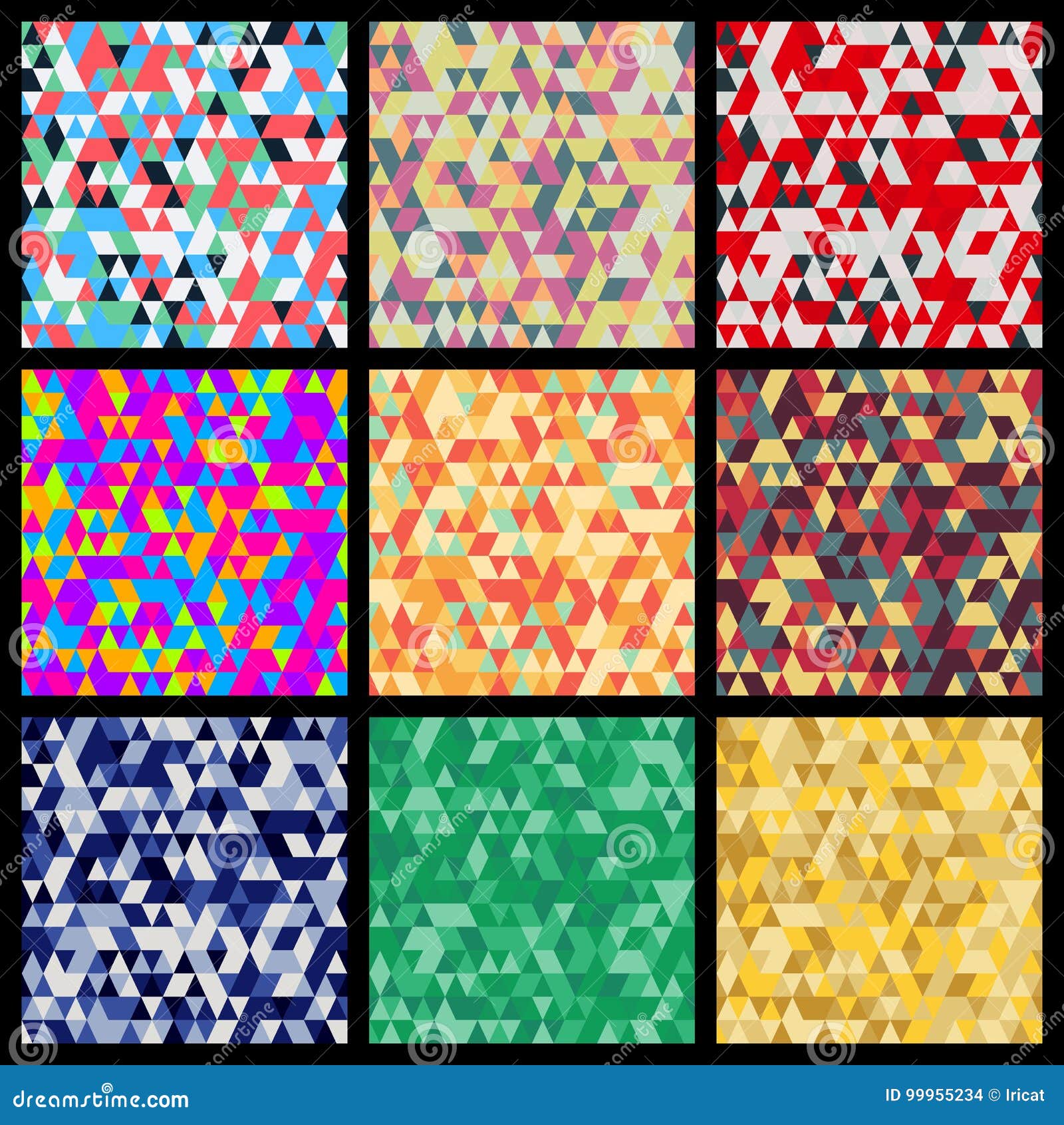 Seamless Patterns from Triangles. Set of Different Color Solutions ...