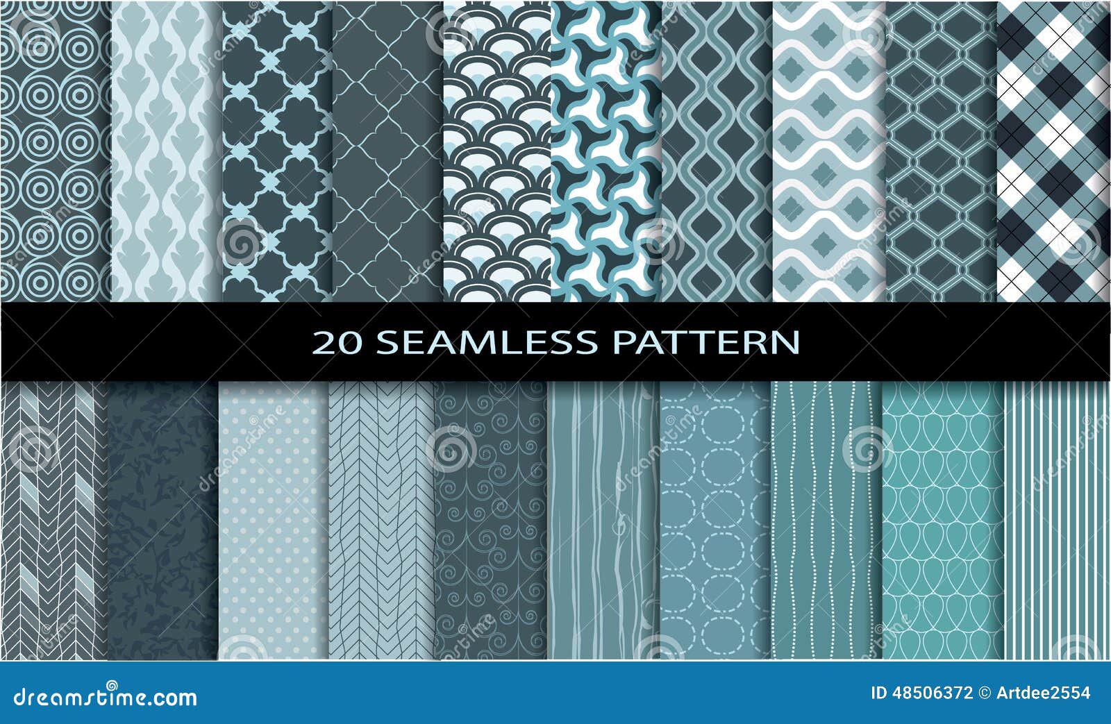 20 Seamless Patterns stock vector. Illustration of blue - 48506372