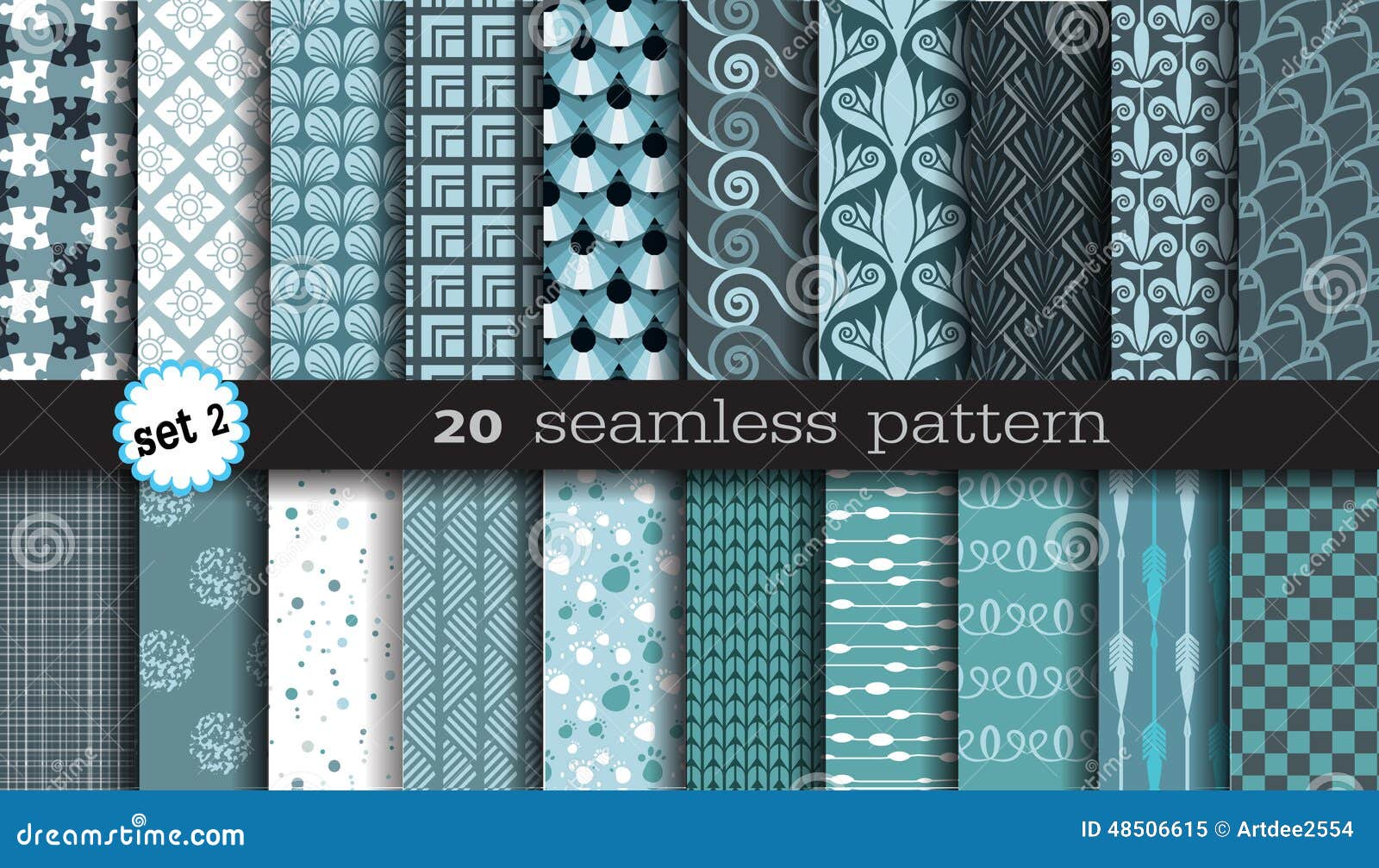 20 Seamless Patterns stock vector. Illustration of tiling - 48506615