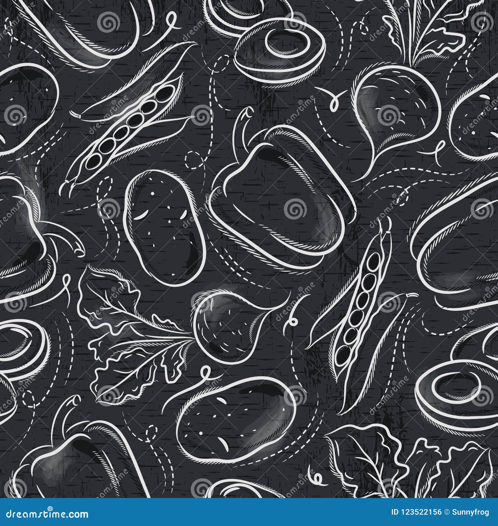 Seamless Patterns with Vegetable.Grunge Blackboard with Pepper, Stock ...