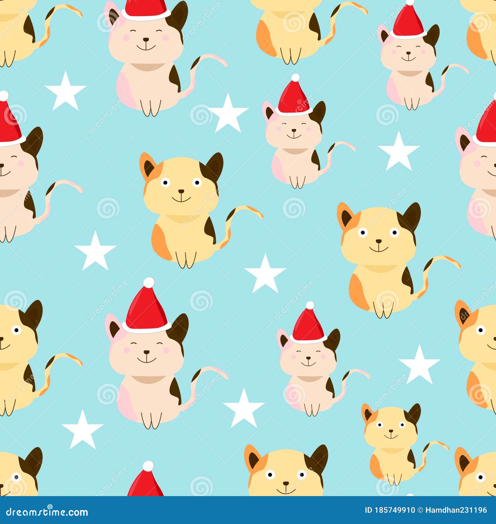 Seamless Pattren with Cute Cat Illustrations Stock Vector ...