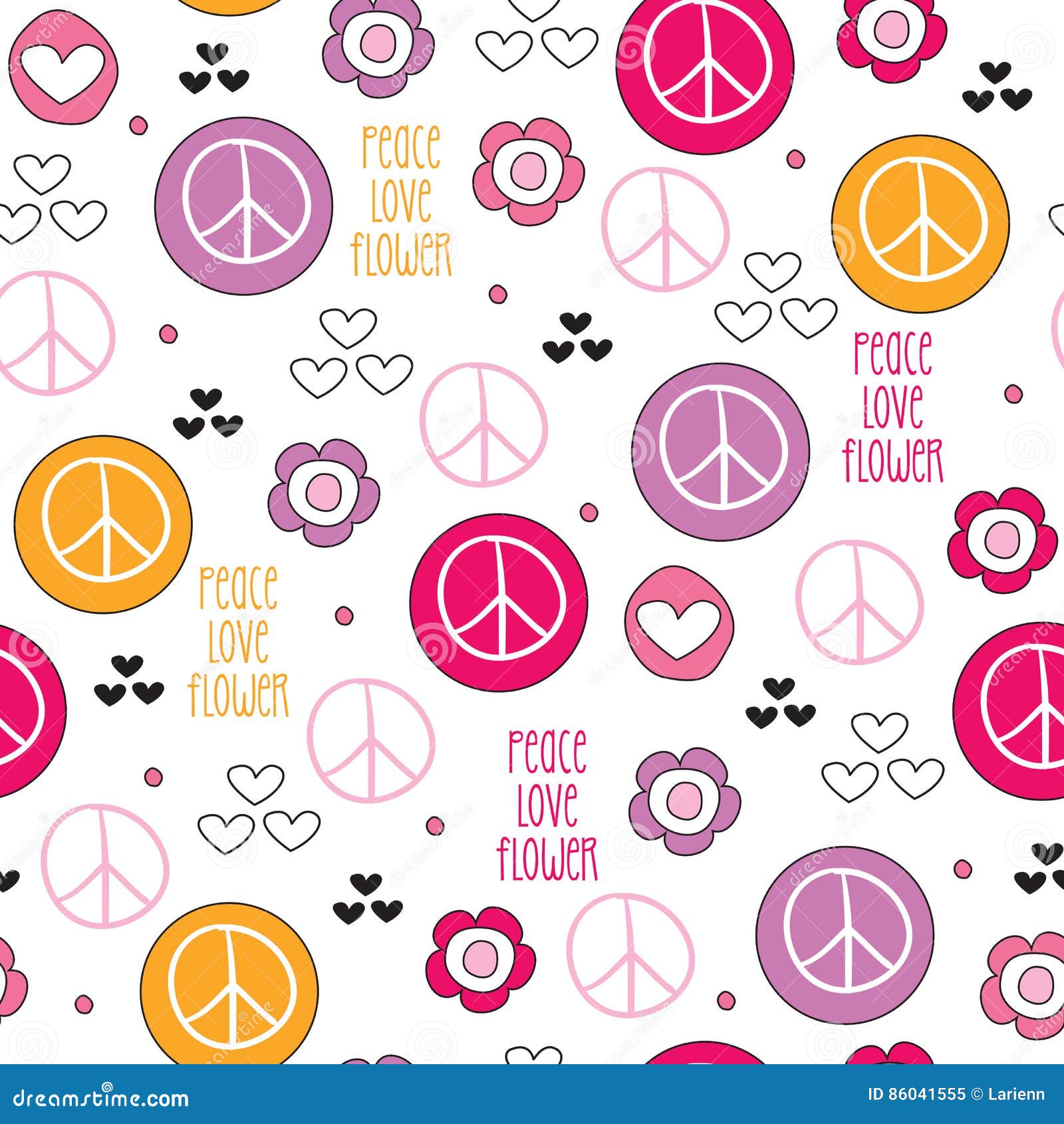 Seamless Peace Love Flower Pattern Vector Illustration Stock Vector ...