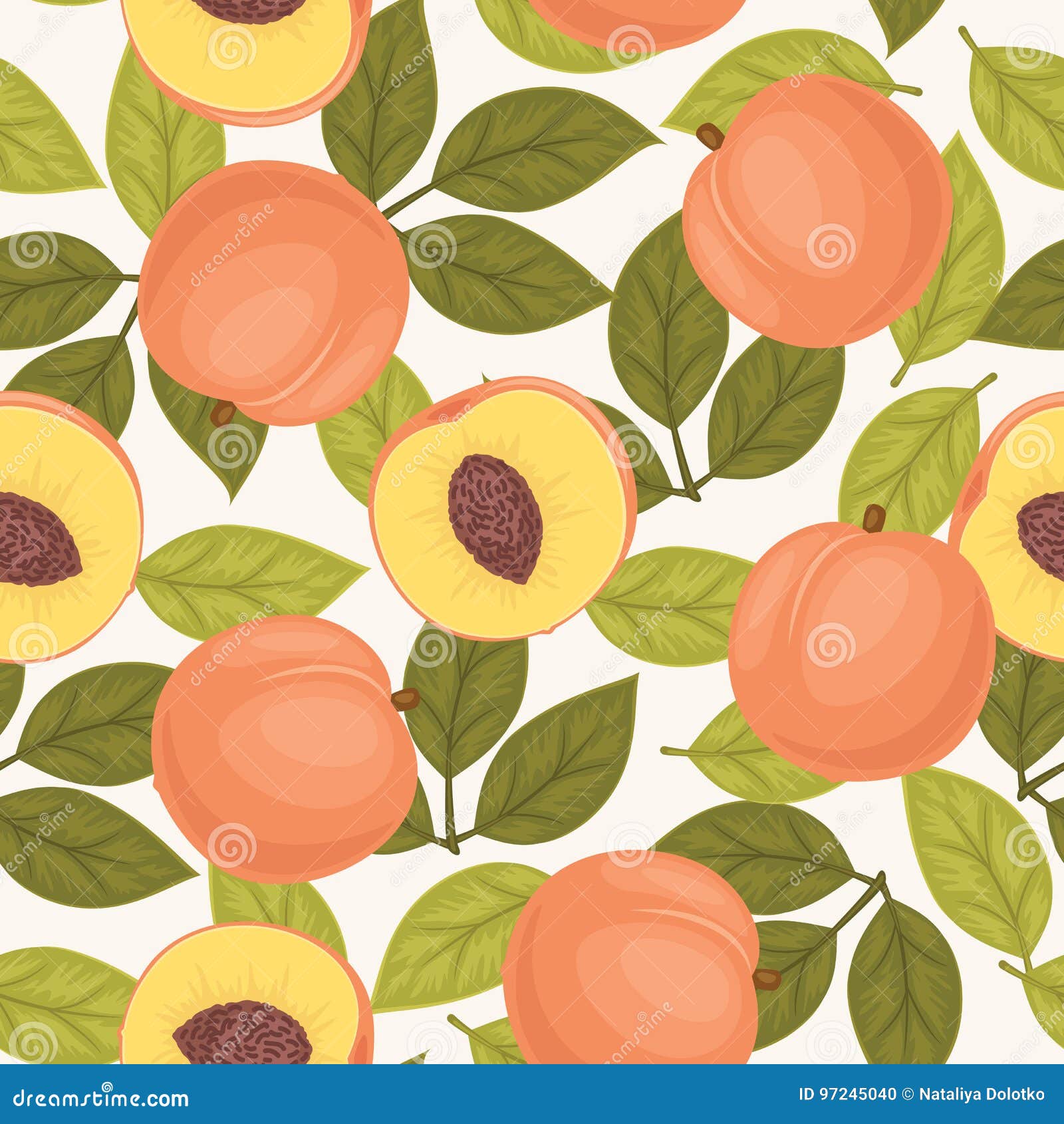 Seamless peach pattern stock vector. Illustration of background - 97245040