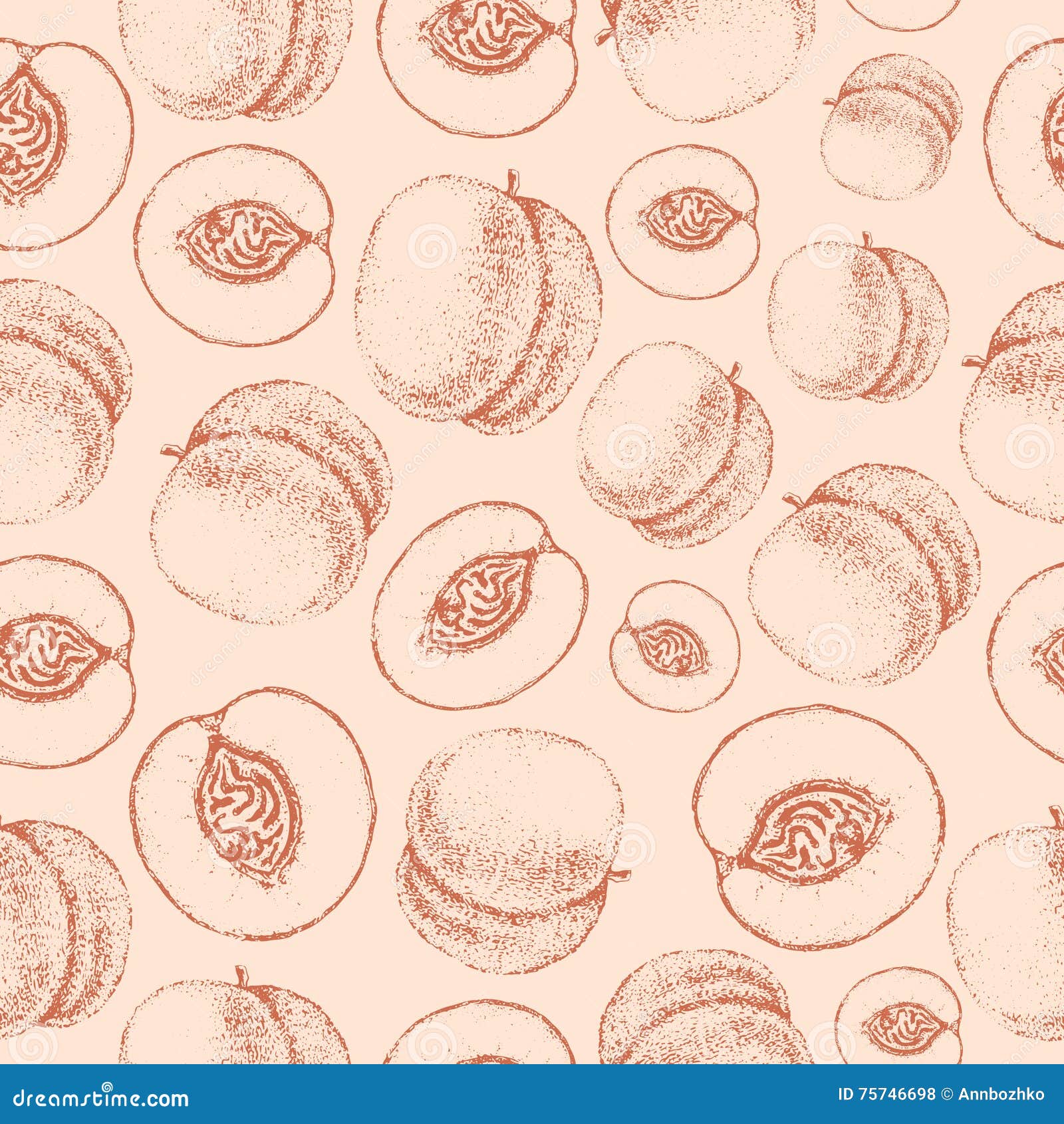 Seamless peach pattern stock vector. Illustration of menu - 75746698