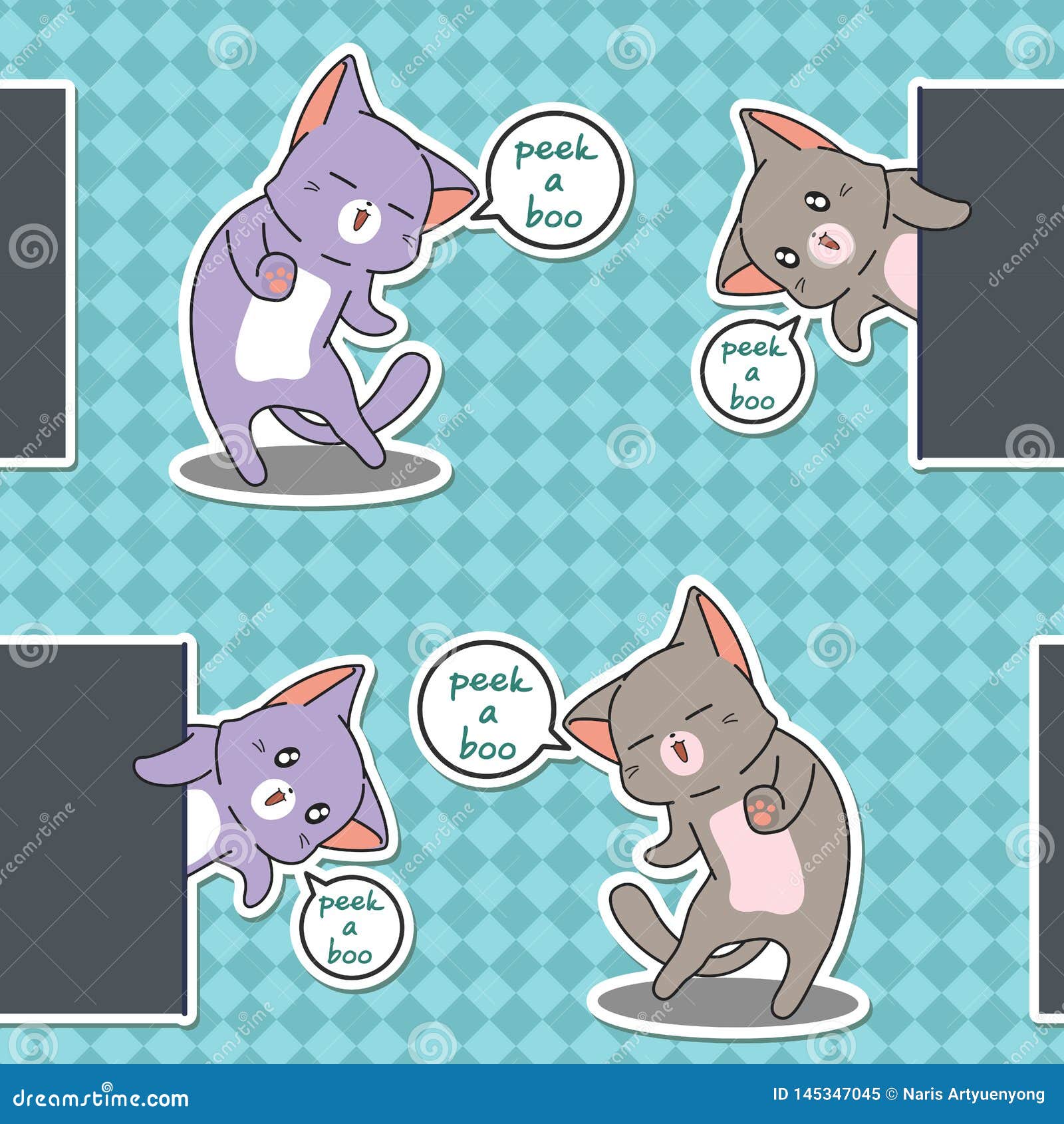 Seamless Peek a Boo Cats Pattern. Stock Vector - Illustration of ...