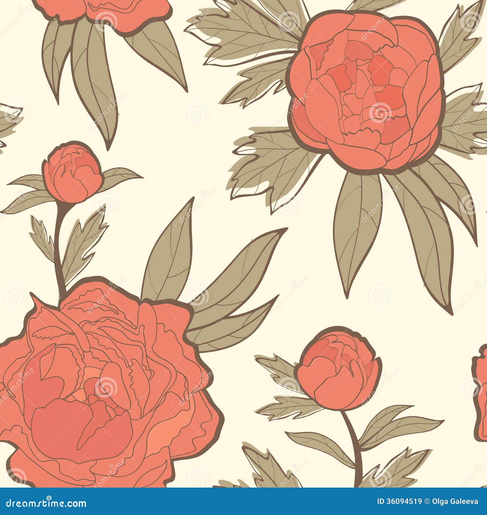 Seamless peonies pattern stock vector. Illustration of elegant - 36094519