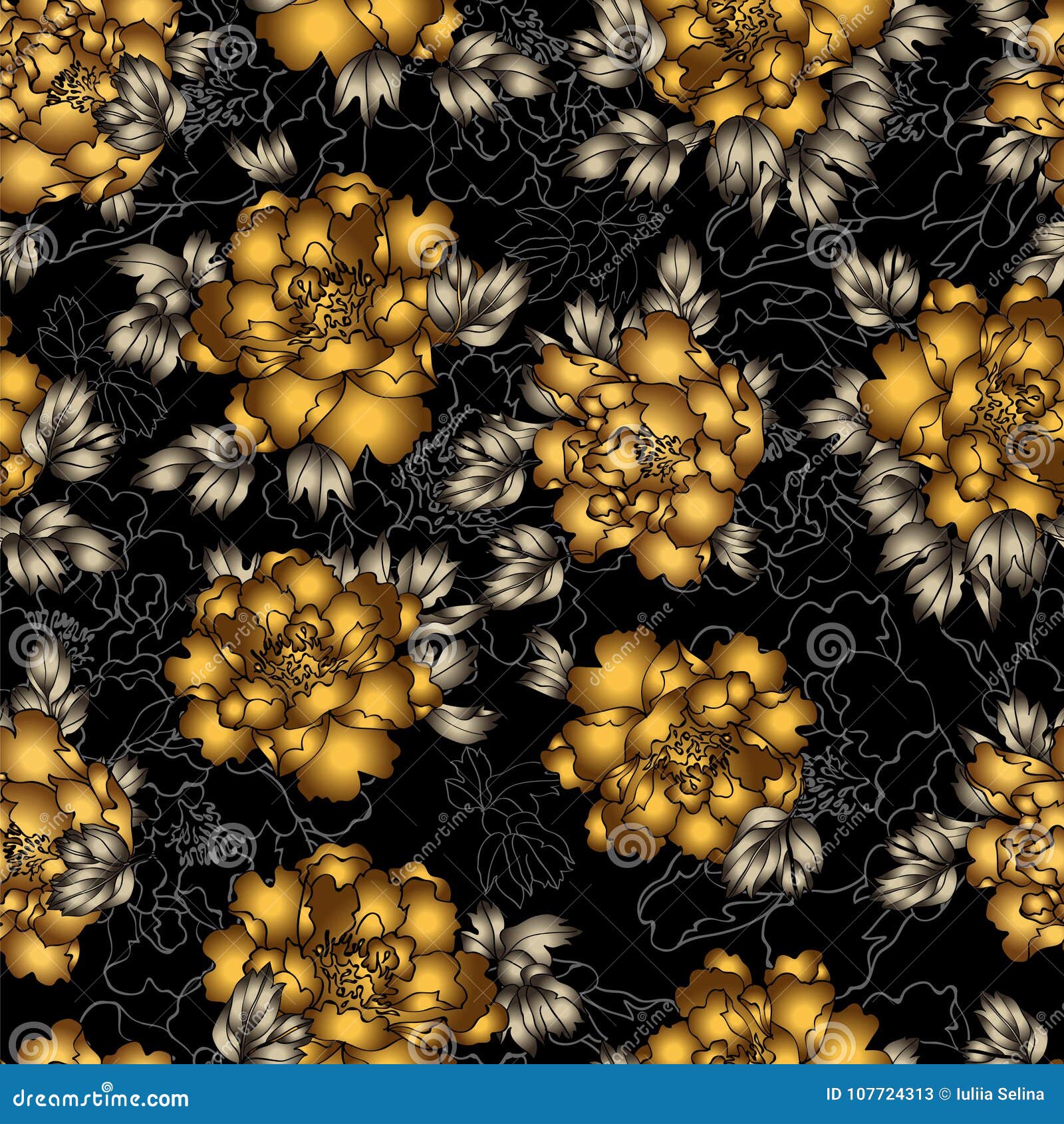 Seamless peonies pattern stock vector. Illustration of botanical ...