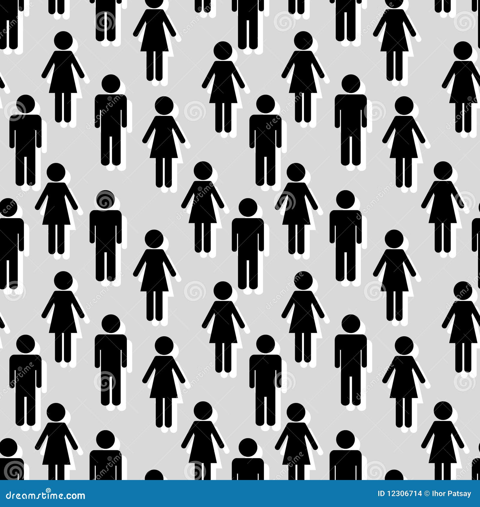 Seamless people pattern stock vector. Illustration of black - 12306714