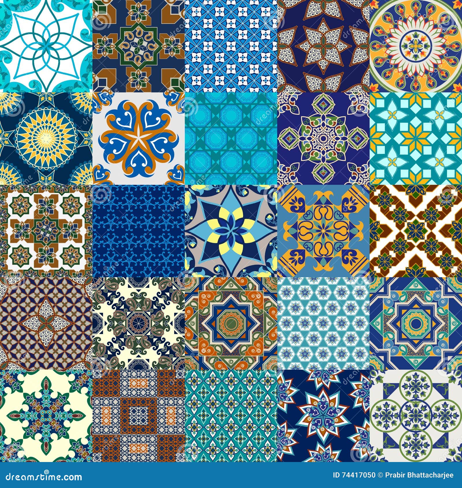 Seamless Persian Tile Collection Stock Vector - Illustration of east ...