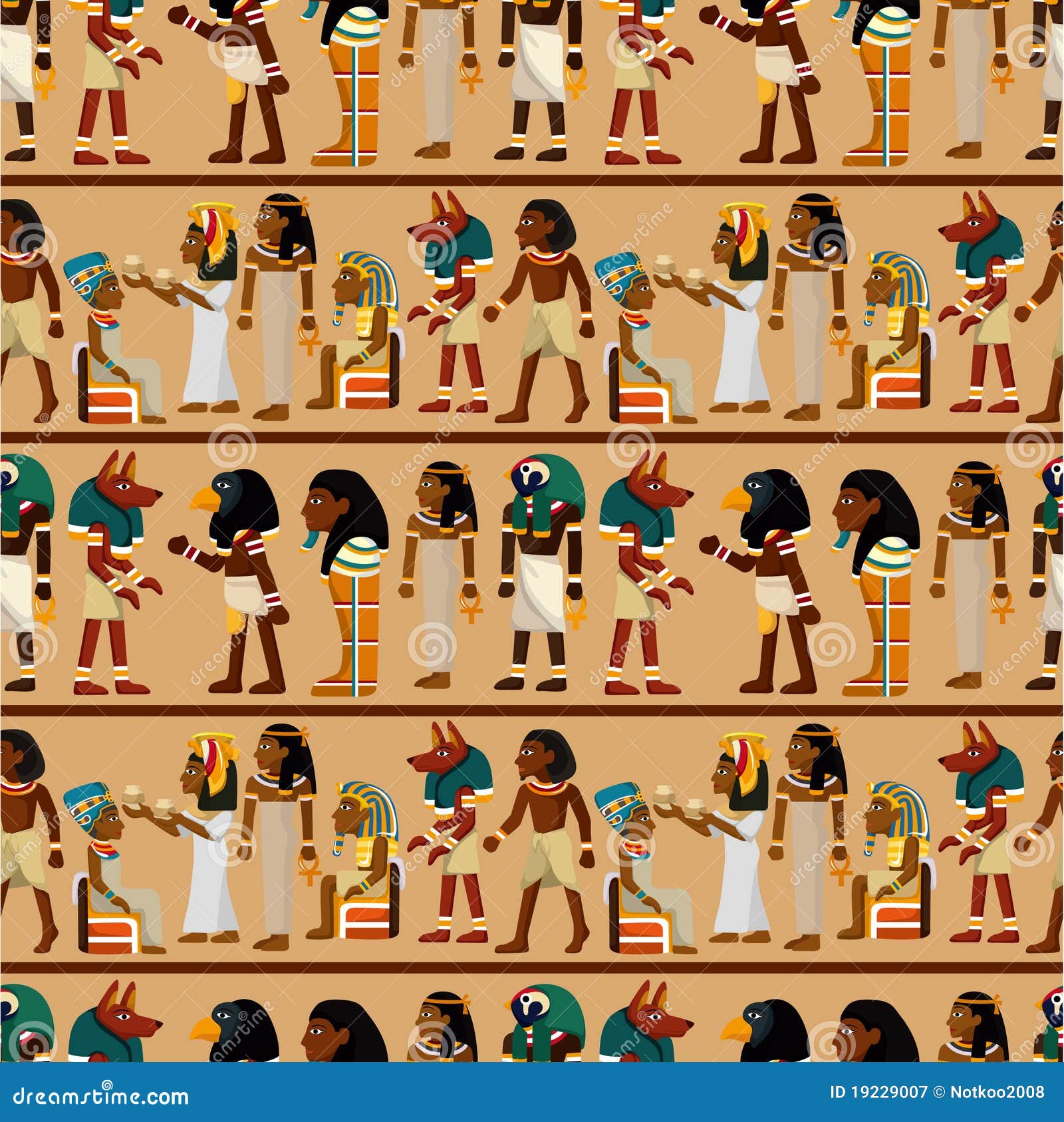 Seamless pharaoh pattern stock vector. Illustration of character - 19229007