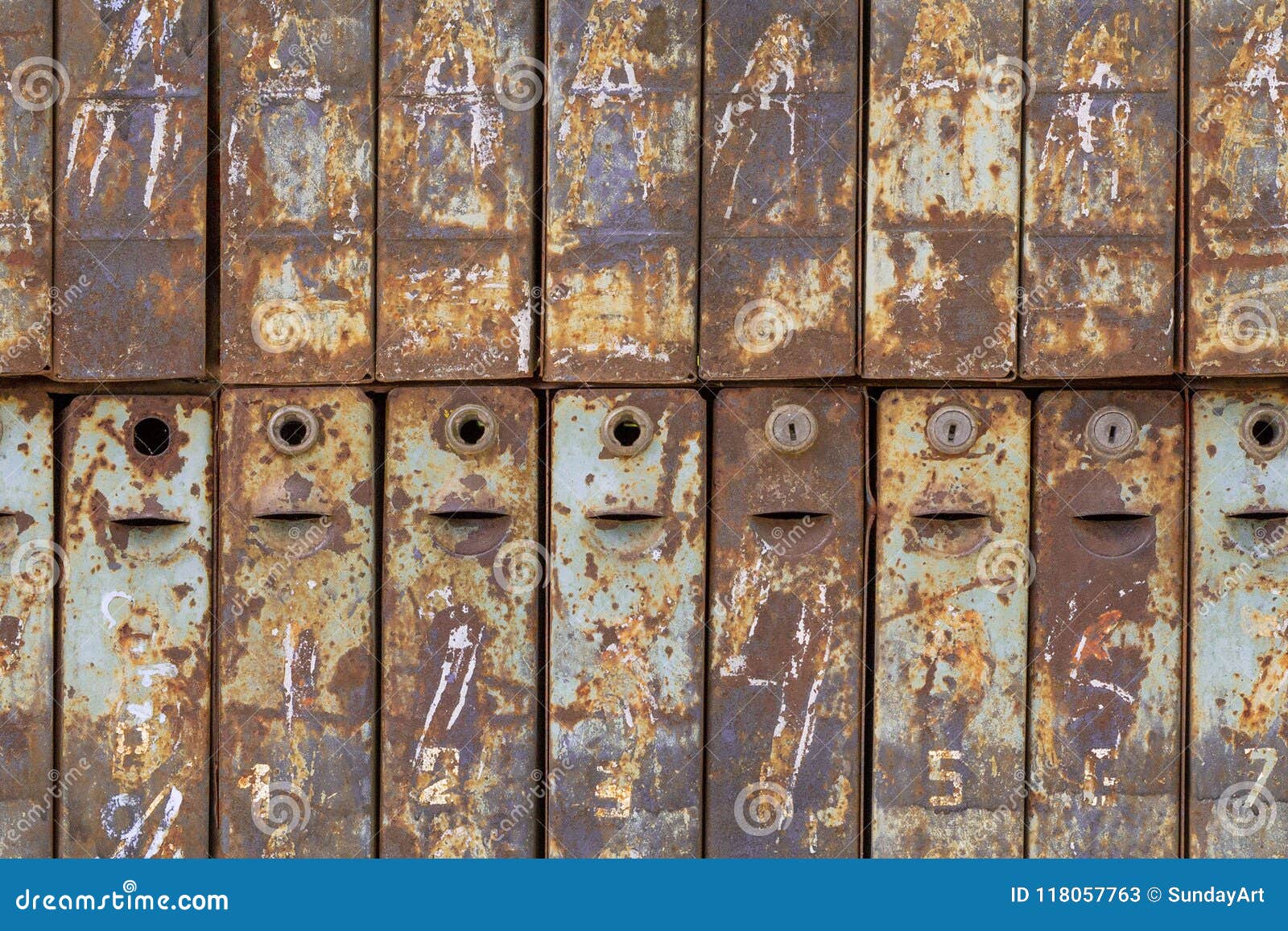 Seamless Photo Texture of Mailbox Stack with Rust Stock Image - Image ...