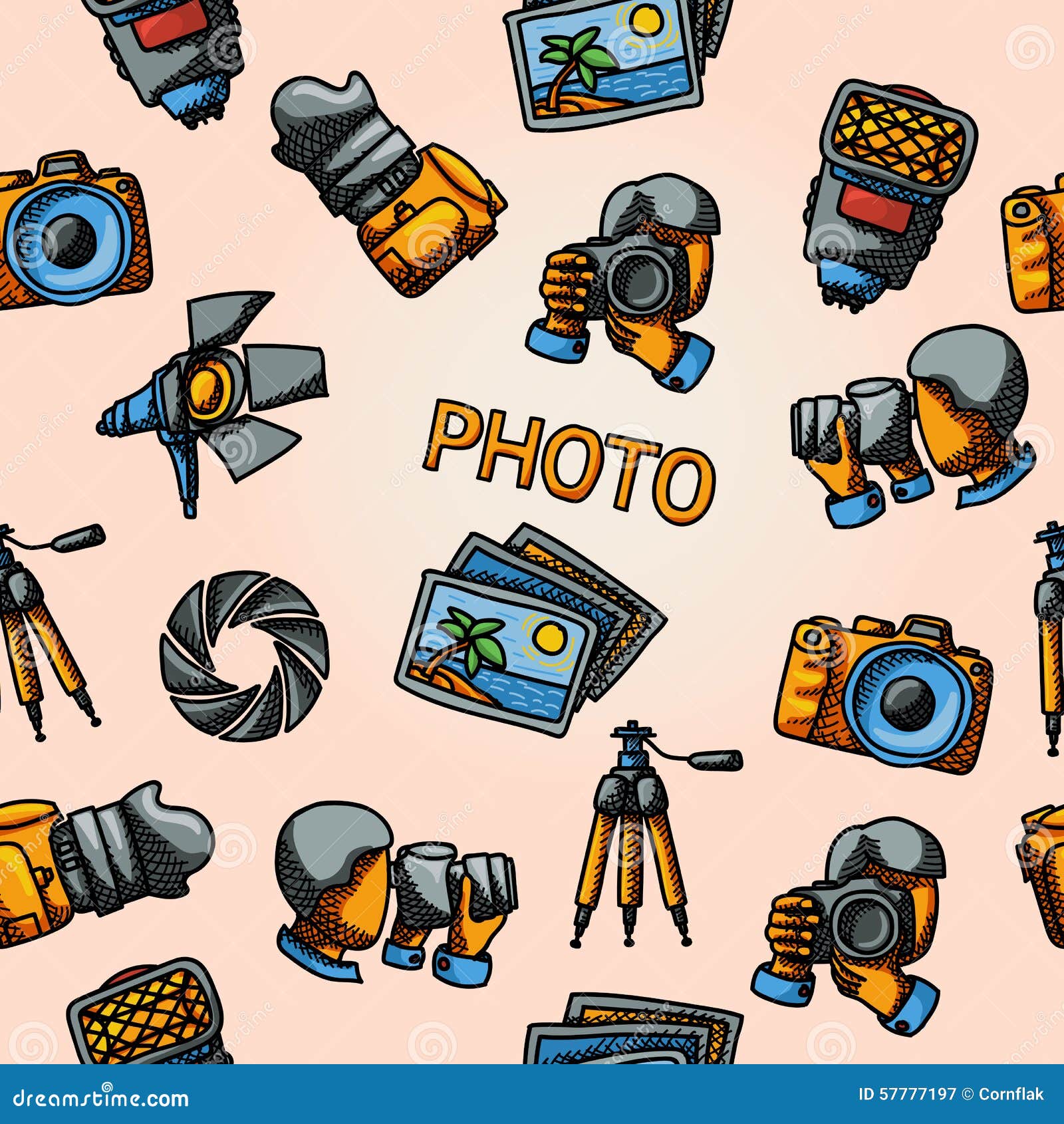 Seamless Photography Handdrawn Pattern with - Stock Vector ...