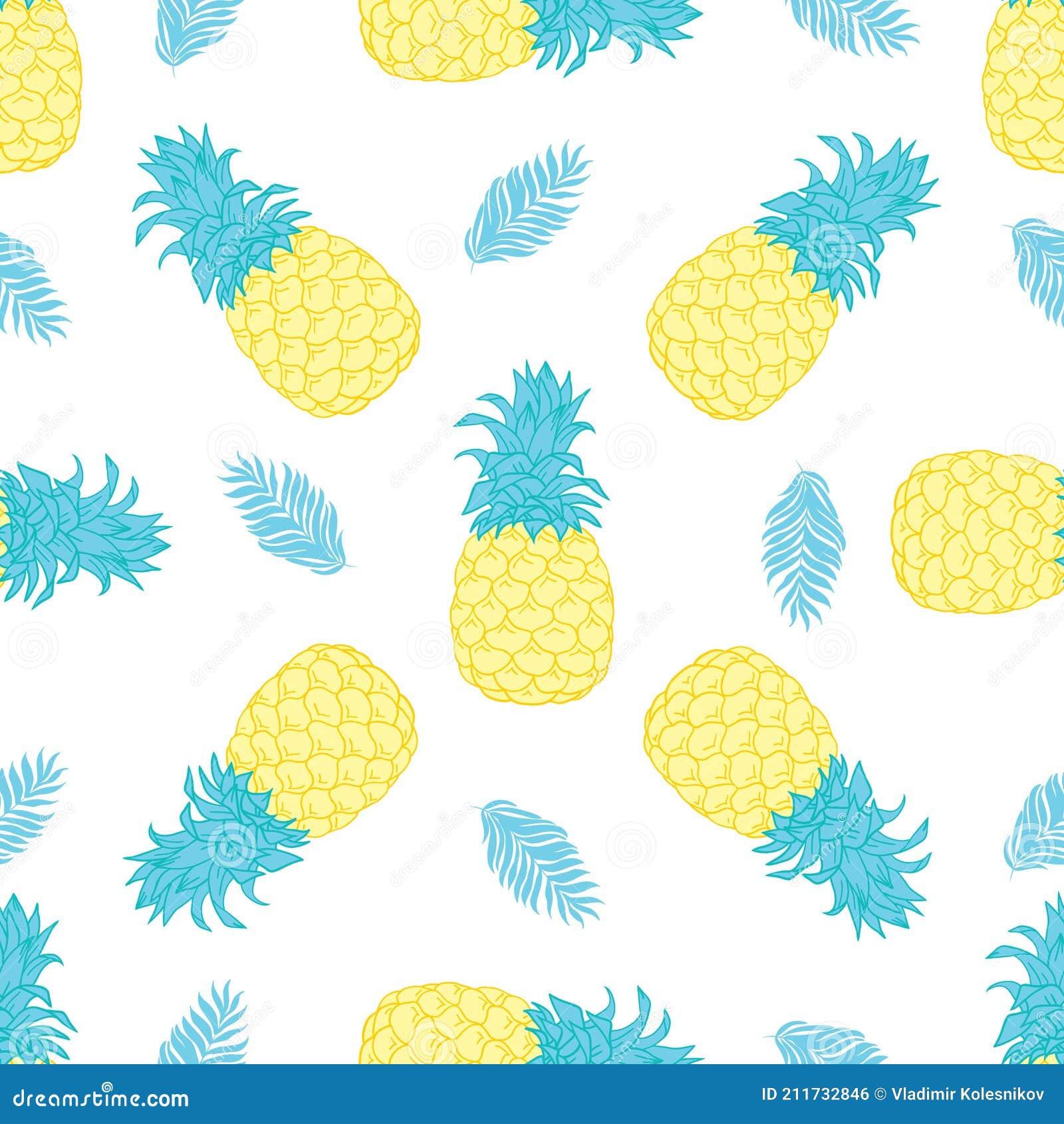 Seamless Pineapple Pattern for Textile Fabric or Wallpaper Backgrounds ...