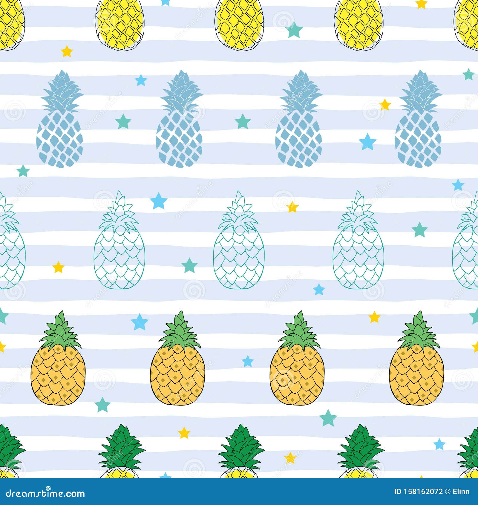 Seamless Pineapples Pattern. Vector Striped Background | CartoonDealer.com #90822758