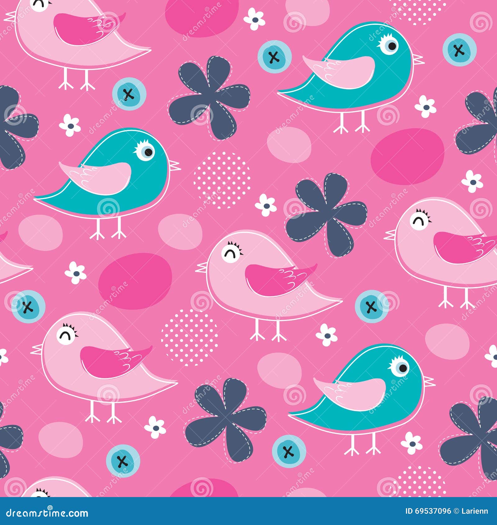 Seamless Pink Bird Pattern Vector Illustration Stock Vector ...
