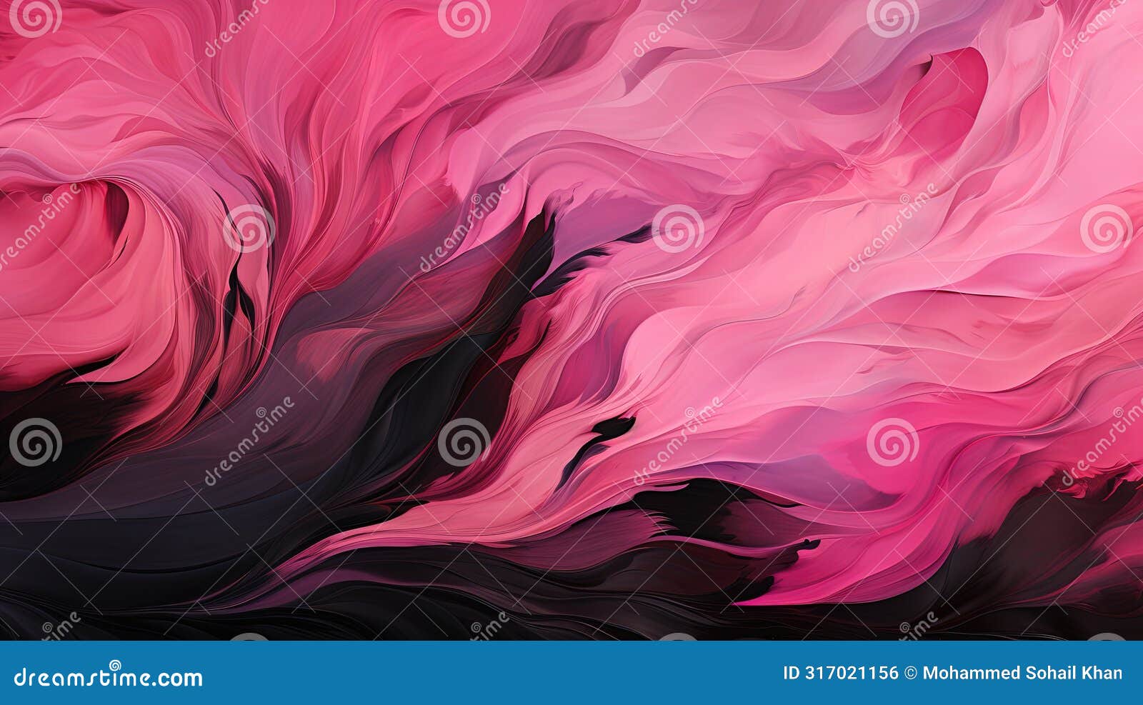 Seamless Pink and Black Brush Stroke Wavy Banner Background Stock ...