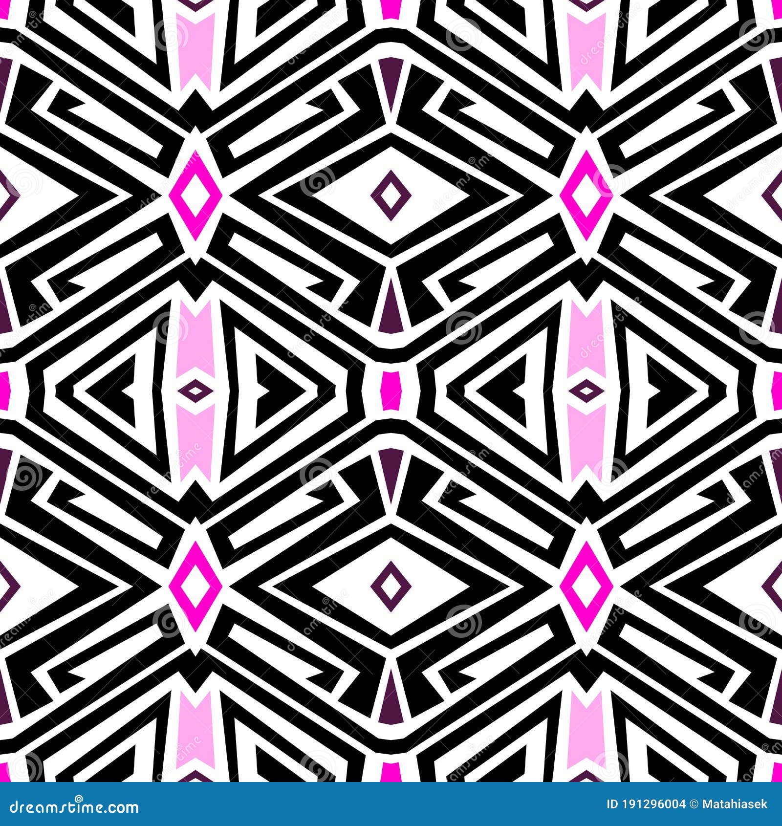 Seamless Pink and Black Colored Geometric Pattern Over White Background ...