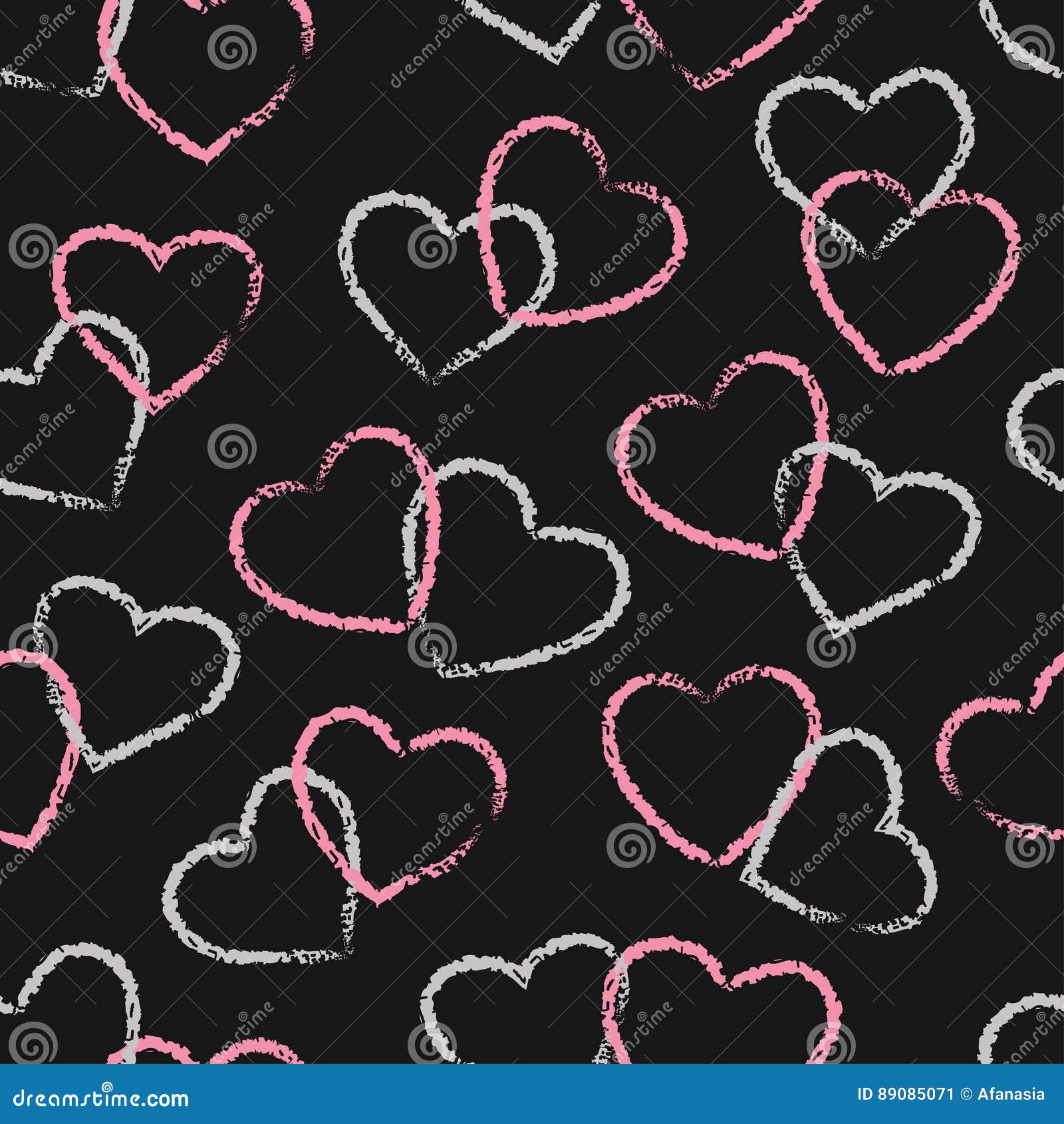 Seamless Pink and Black Hearts Pattern. Valentine Design Stock Vector ...