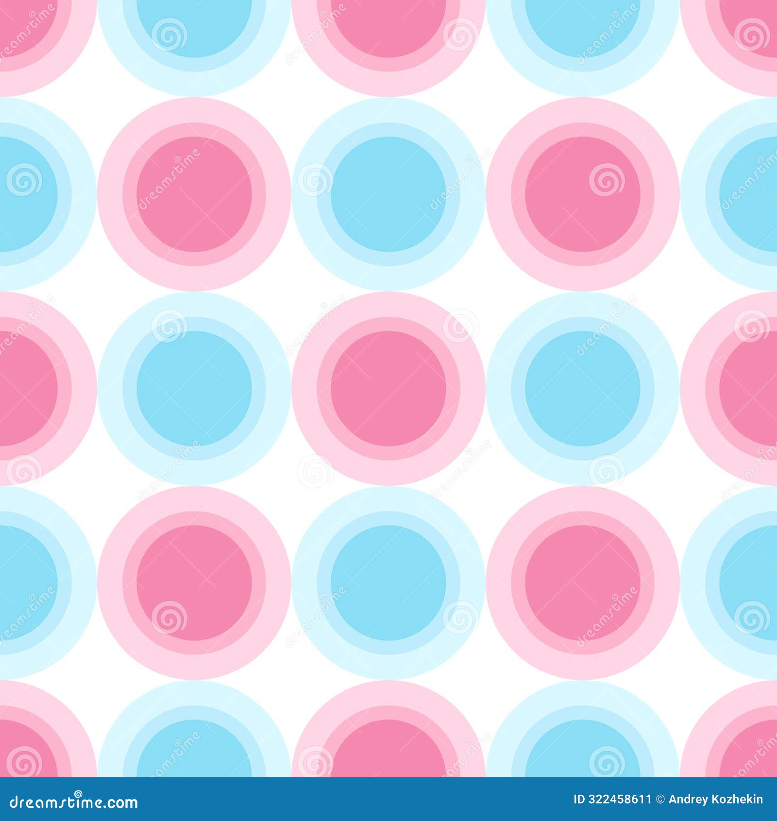 Seamless Pink and Blue Circles Vector Pattern Isolated on White ...