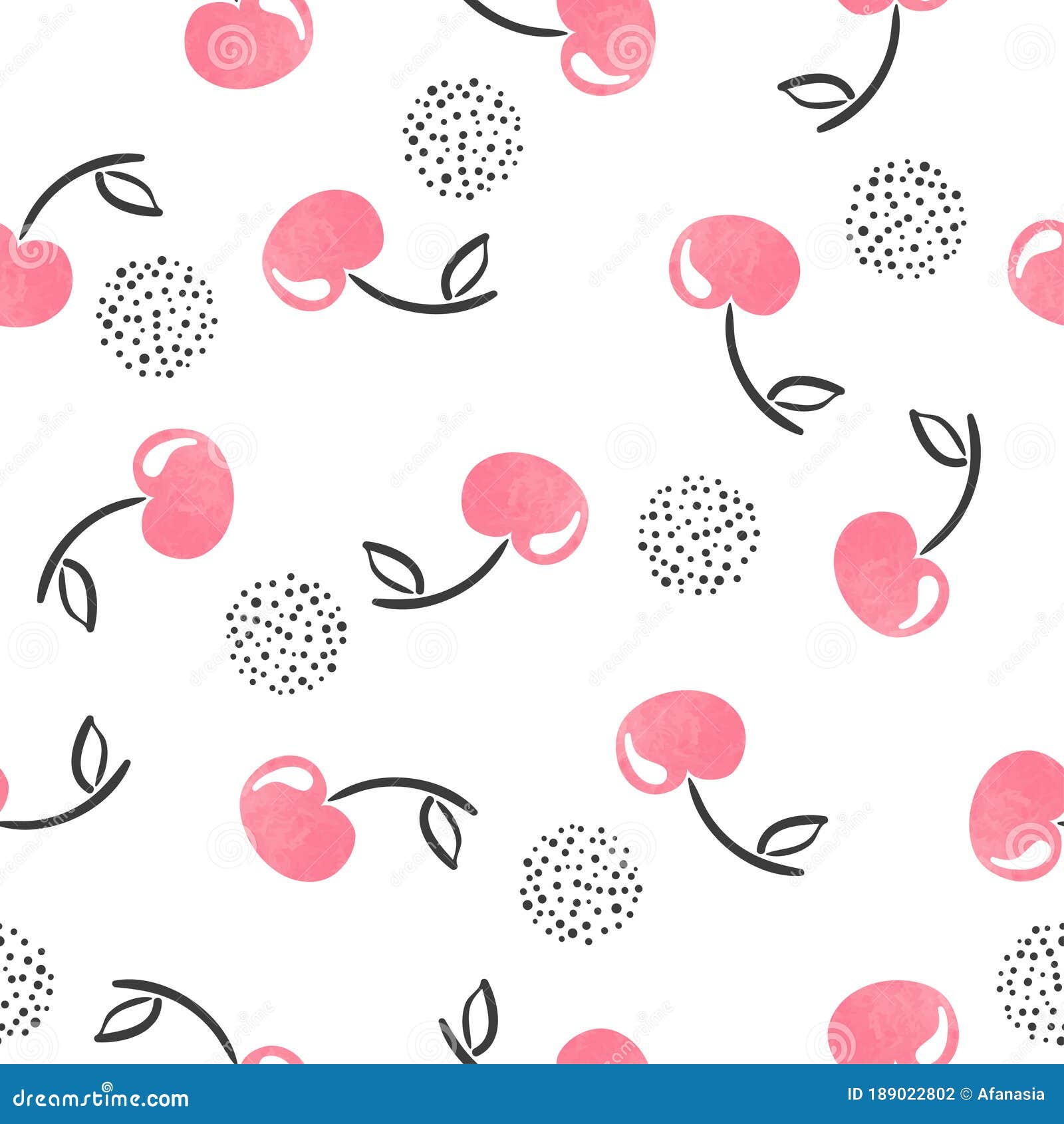 Seamless Pink Cherry Pattern. Berry Print Stock Vector - Illustration ...