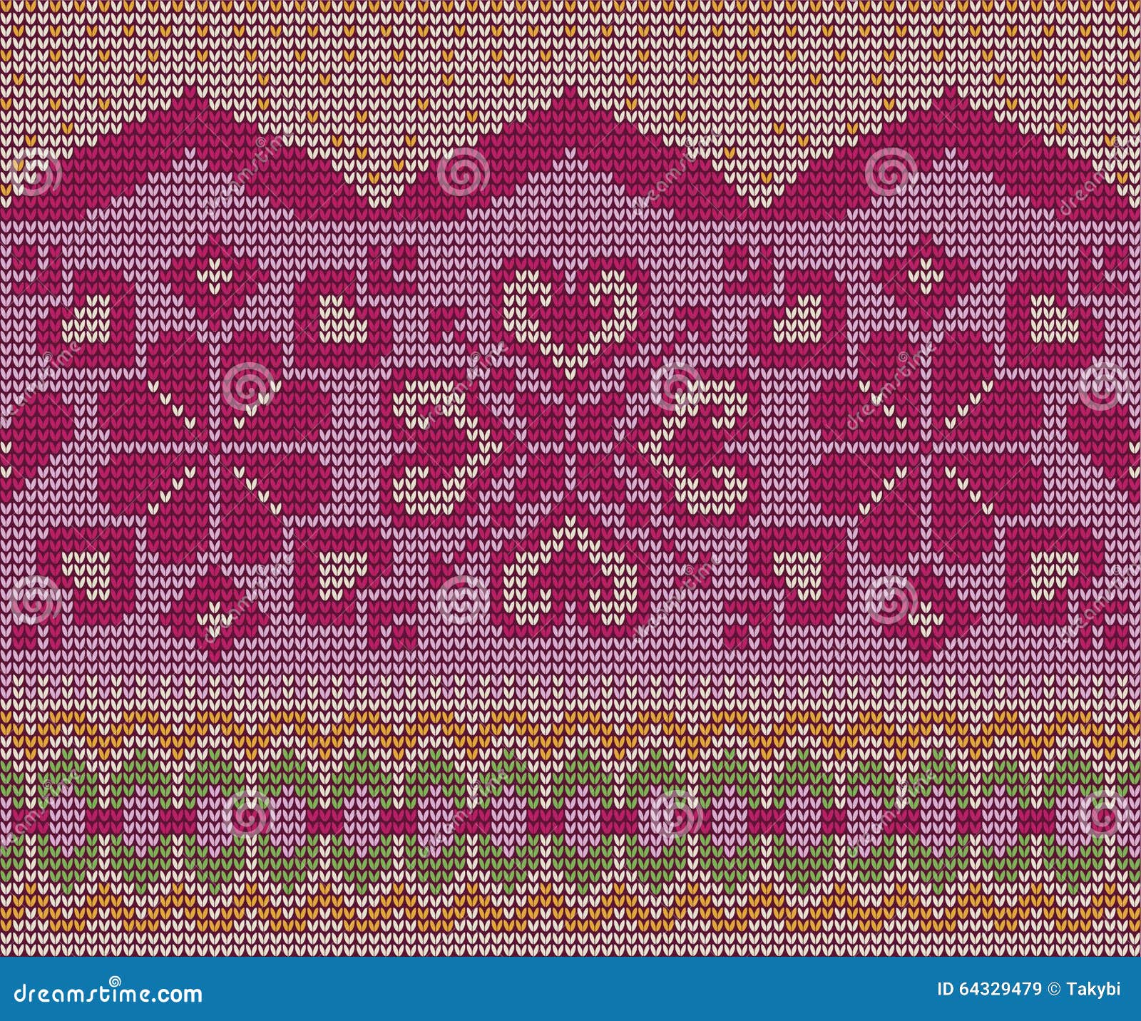 Seamless Pink Fair Isle Pattern Stock Illustration - Illustration of ...