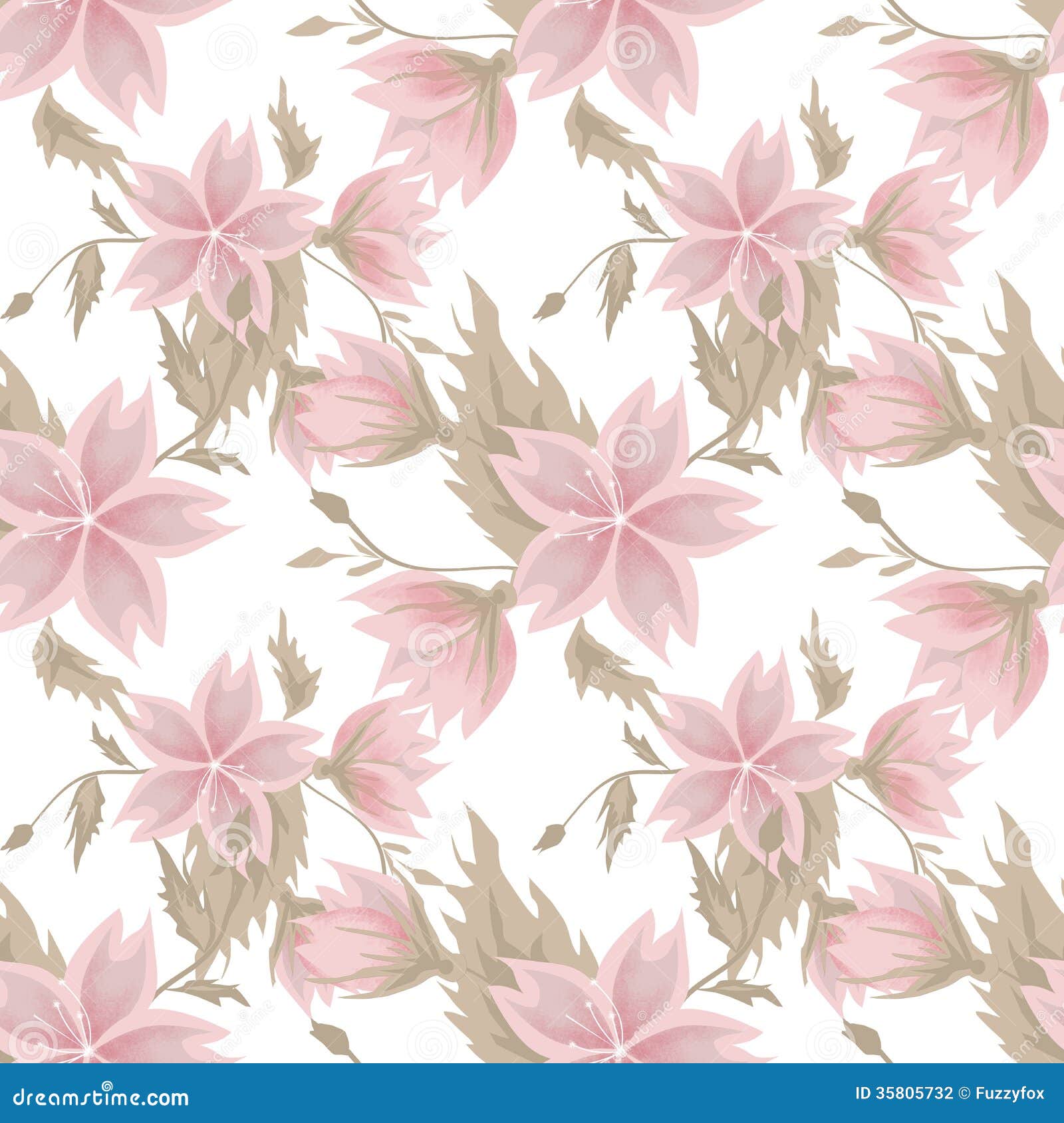 Seamless Pink Floral Pattern Stock Illustration - Illustration of ...