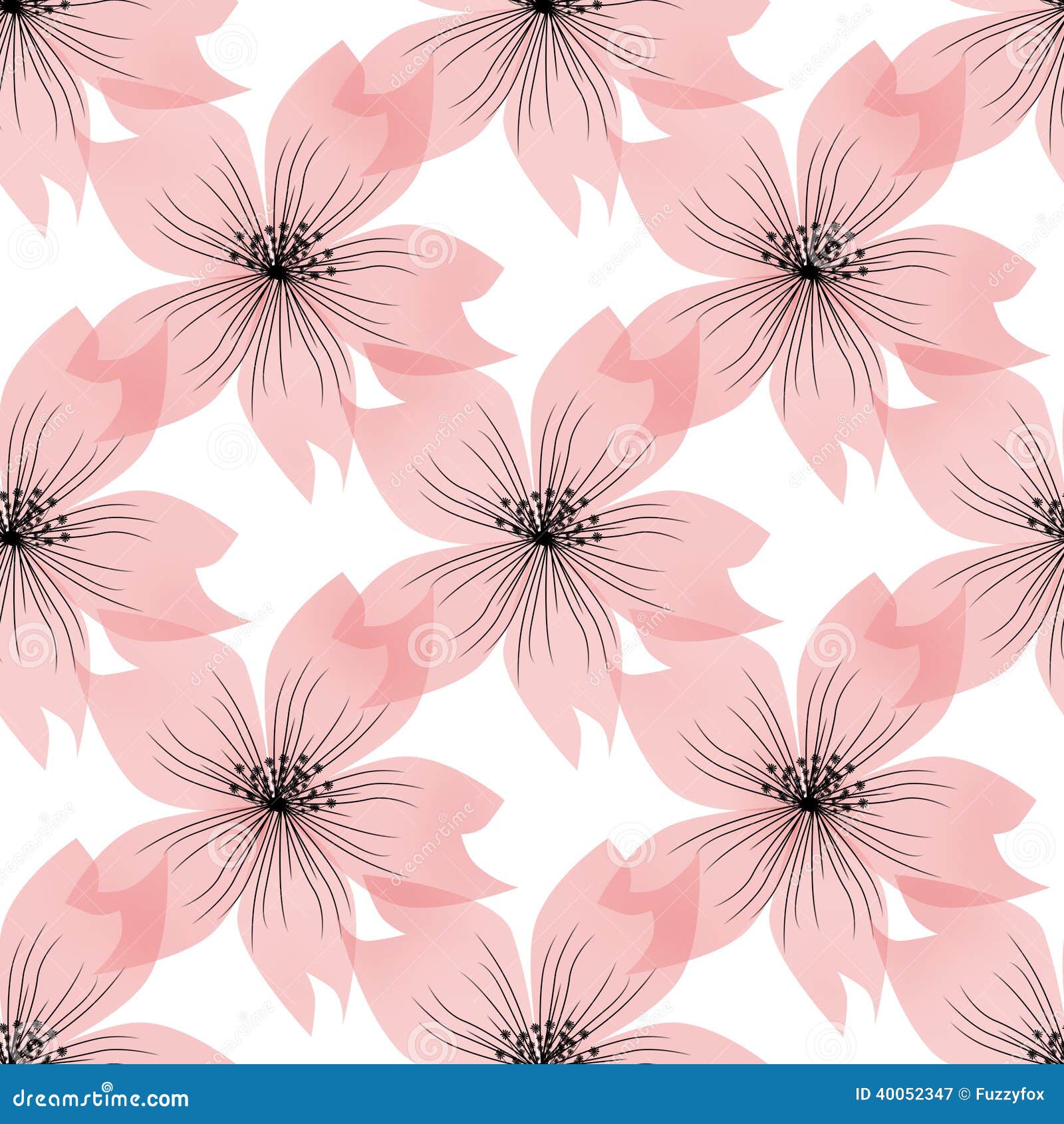Seamless Pink Floral Pattern on White Stock Illustration - Illustration ...