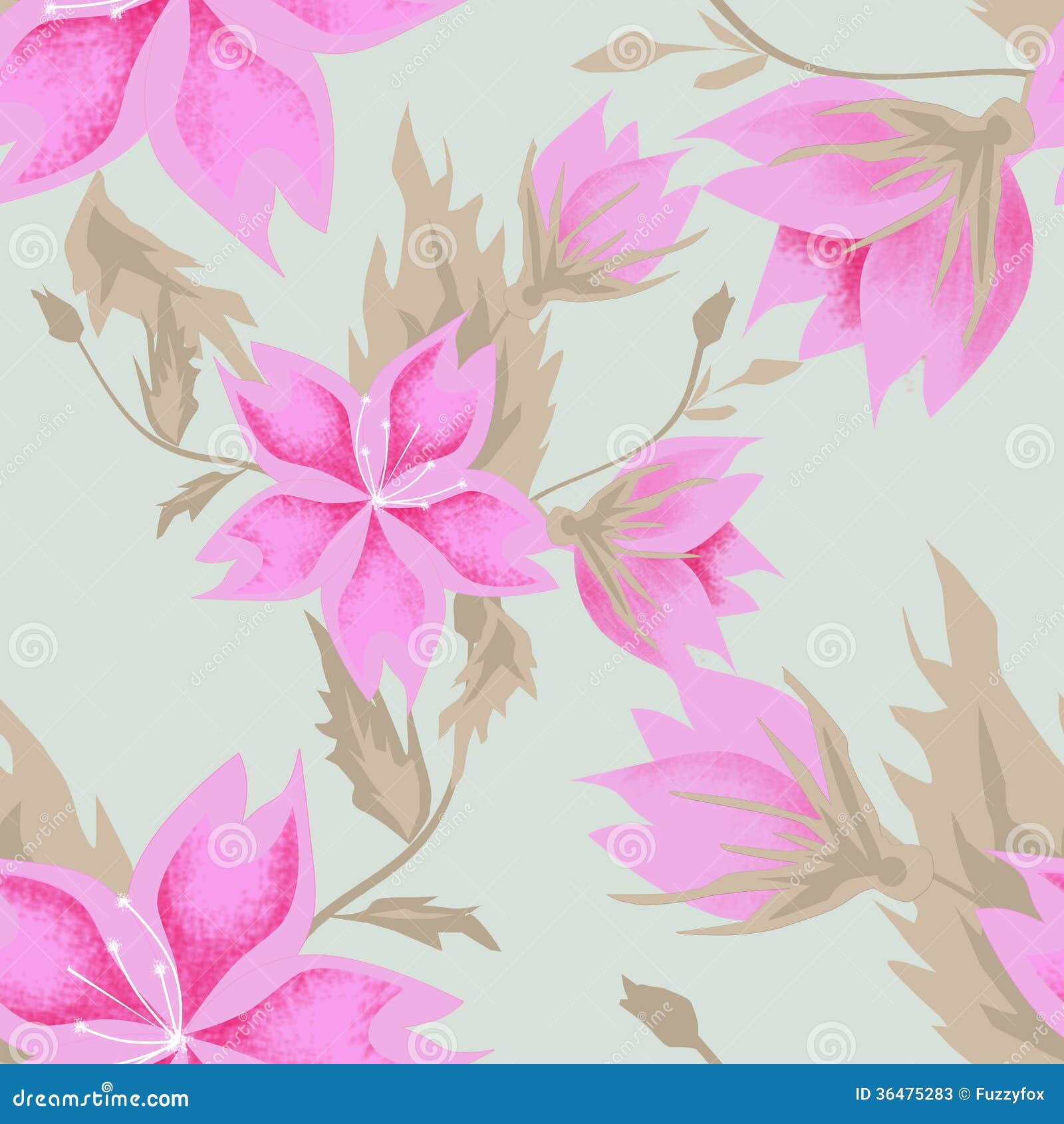 Seamless Pink Flowers Pattern Stock Illustration - Illustration of ...