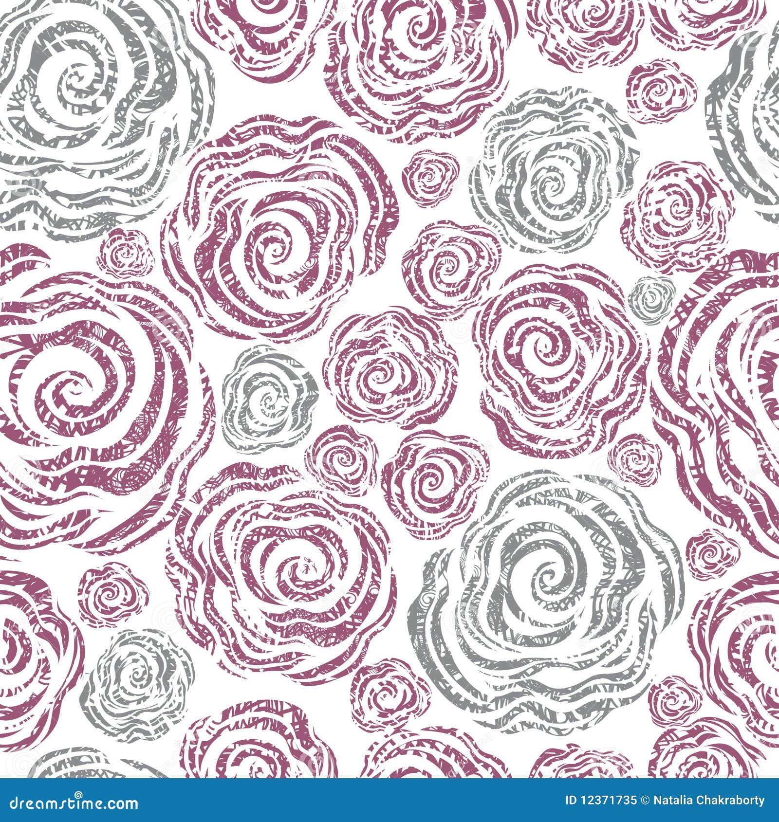 Seamless Pink Grunge Rose Pattern Stock Vector - Illustration of curve ...