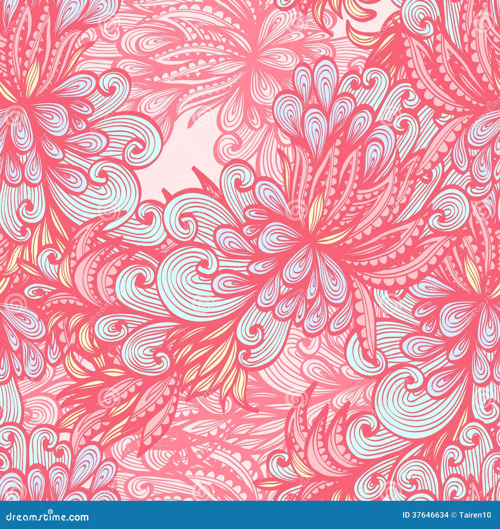 Seamless Pink Hand Drawn Pattern Stock Vector - Illustration of ...
